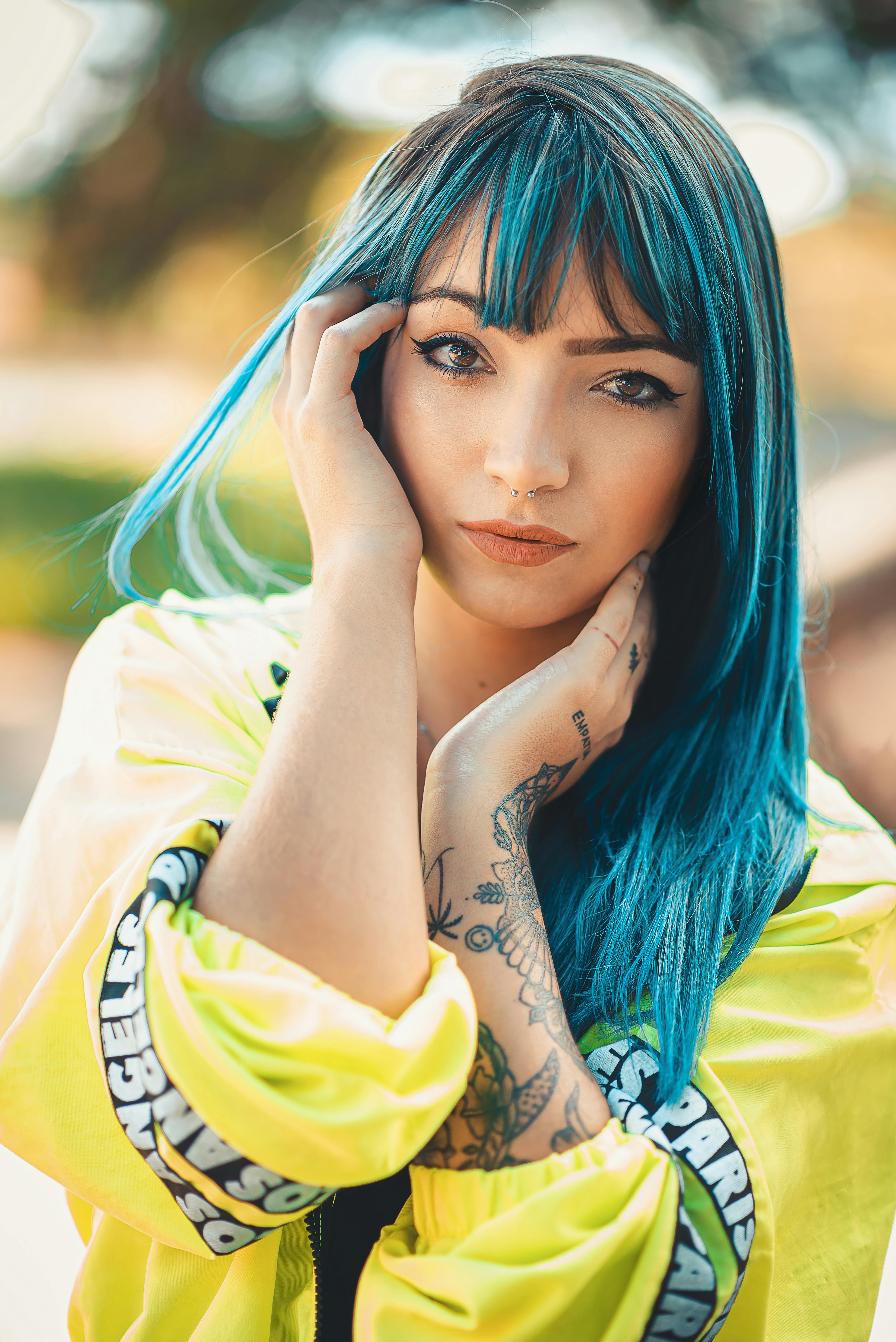 Woman with Blue Hair · Free Stock Photo