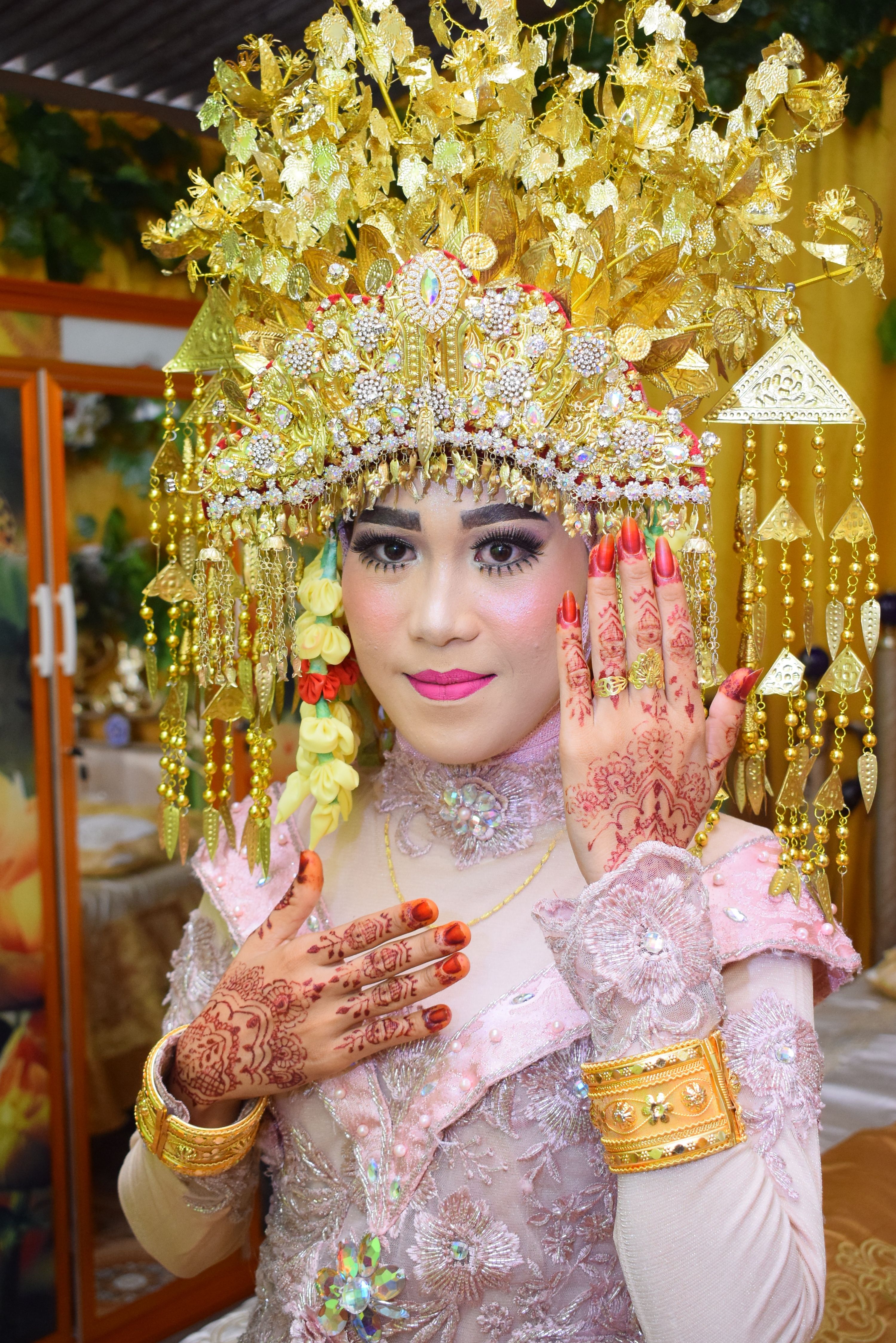 A Woman Wearing Traditional Wedding Outfit Showing Her Gold Ring · Free ...