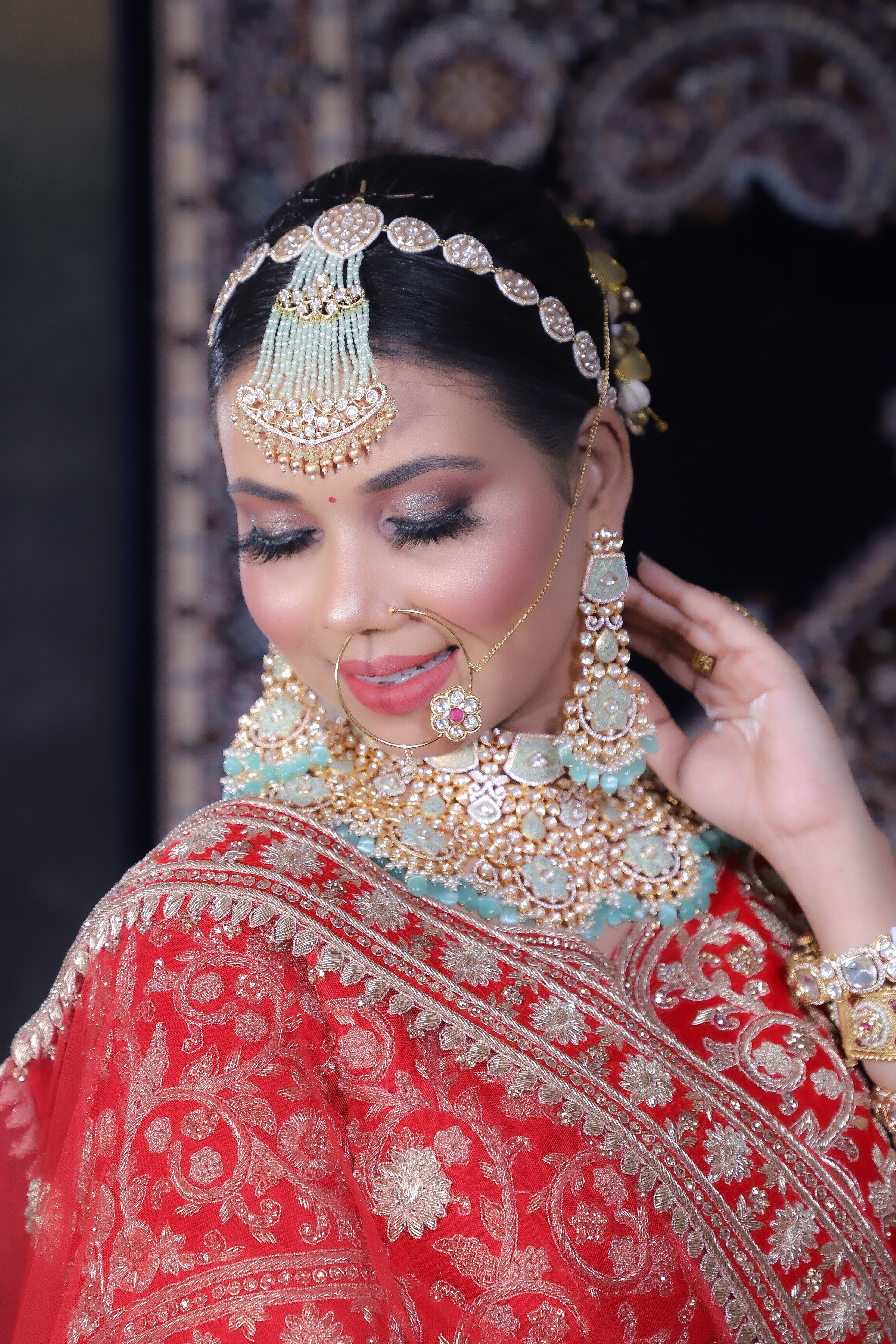A Beautiful Bride Wearing Gold Necklaces · Free Stock Photo