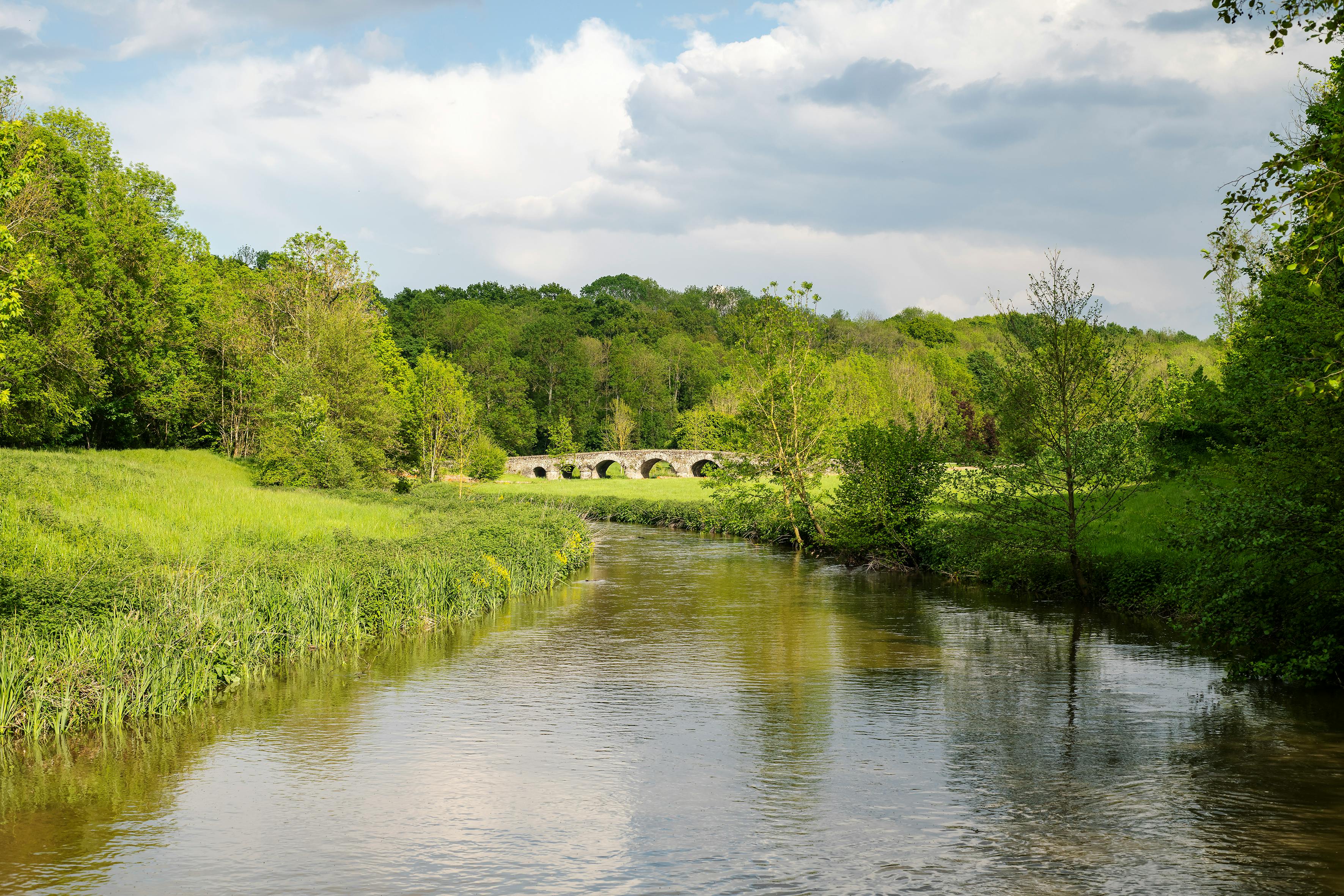 Stone Bridge above River in Green Countryside · Free Stock Photo