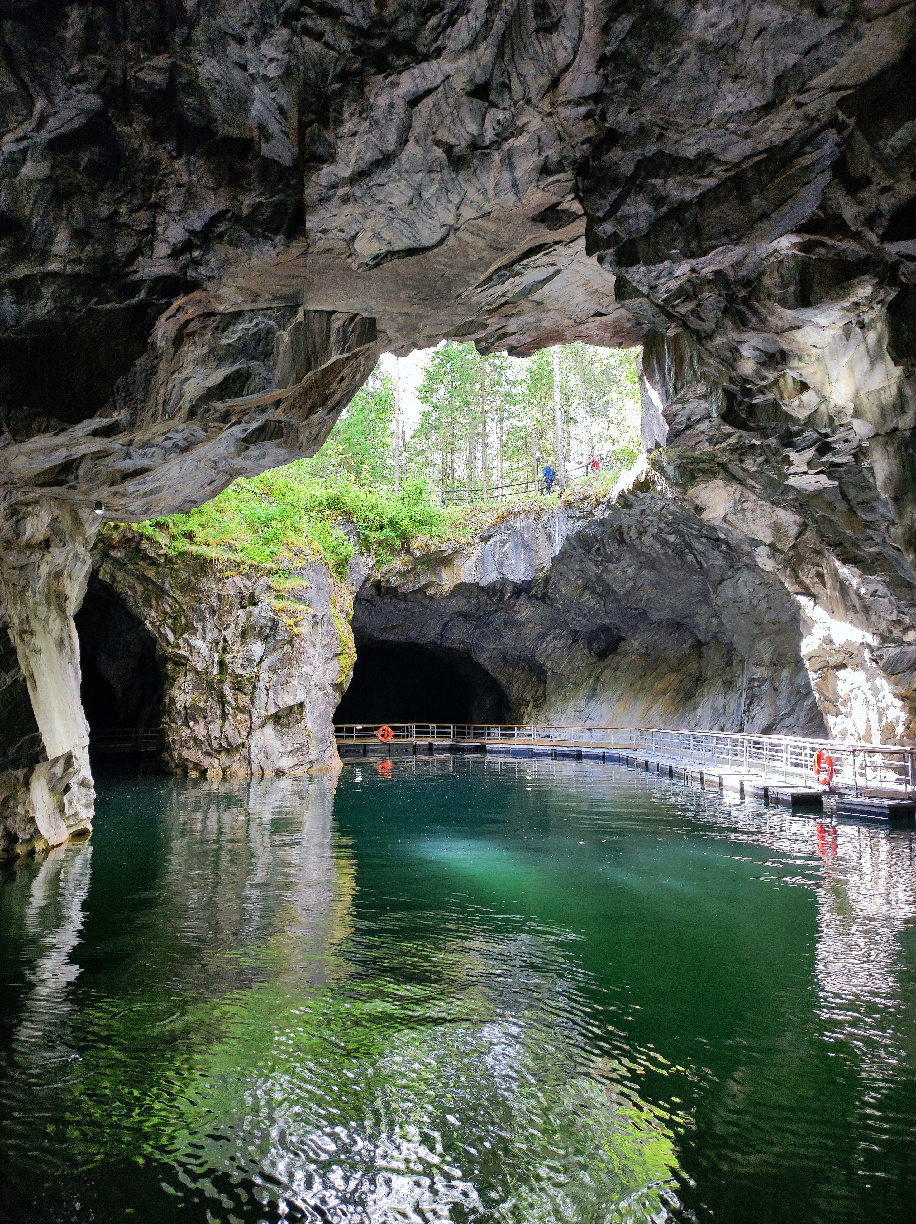 Cave in the Ruskeala Marble Canyon, Ruskeala Mountain Park, Russia ...