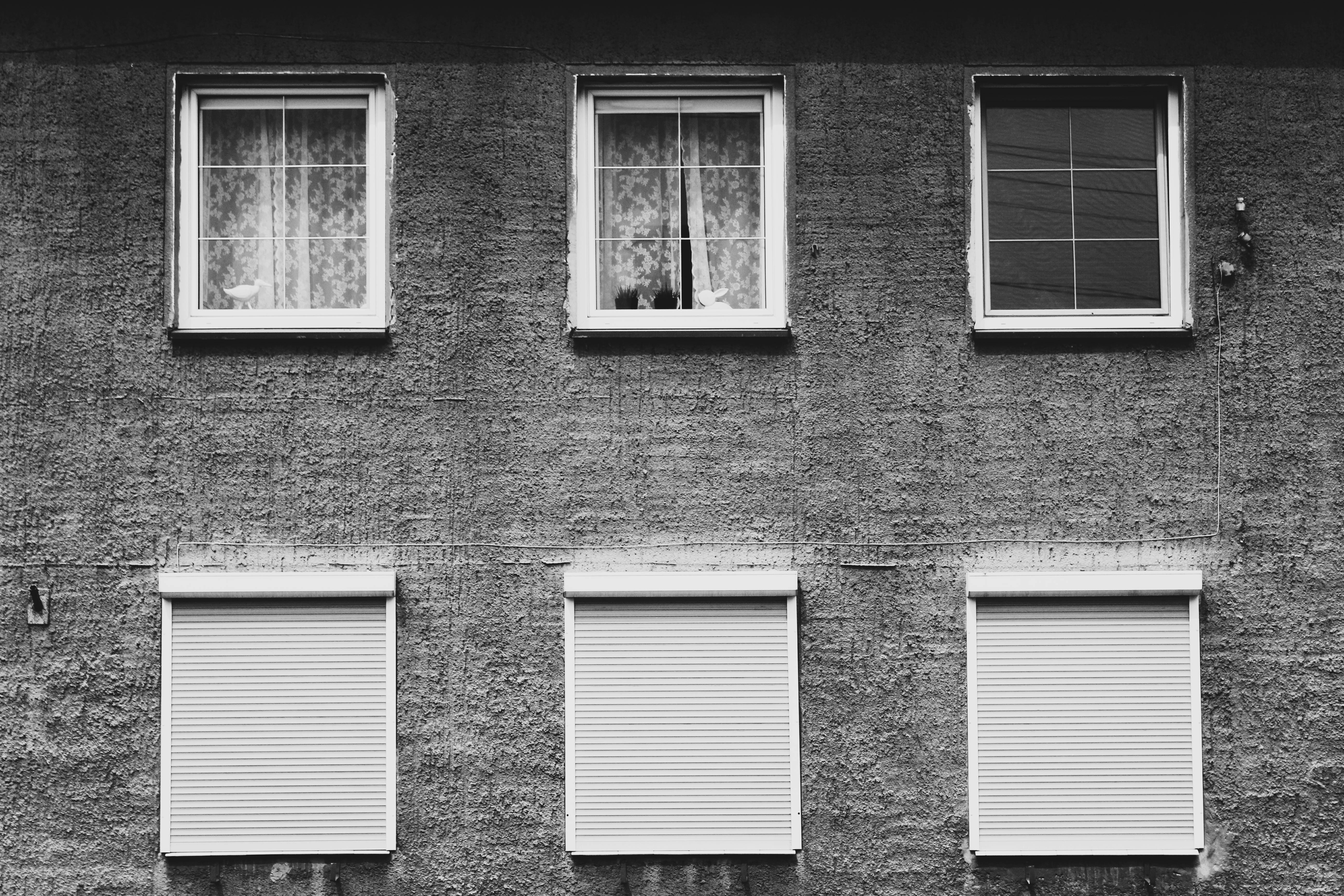 Monochrome Photography of Windows · Free Stock Photo
