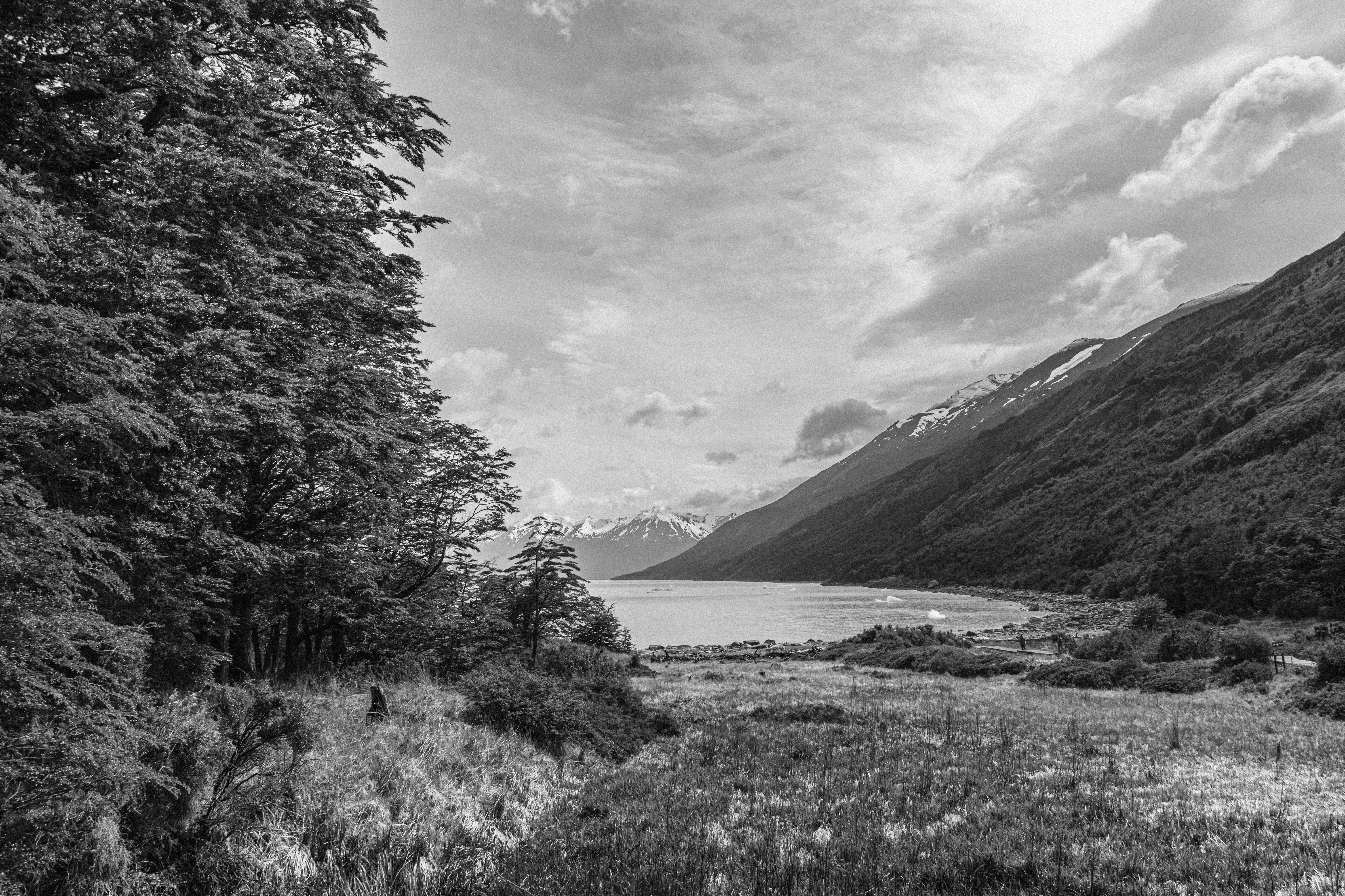 Grayscale Mountain Scenery · Free Stock Photo