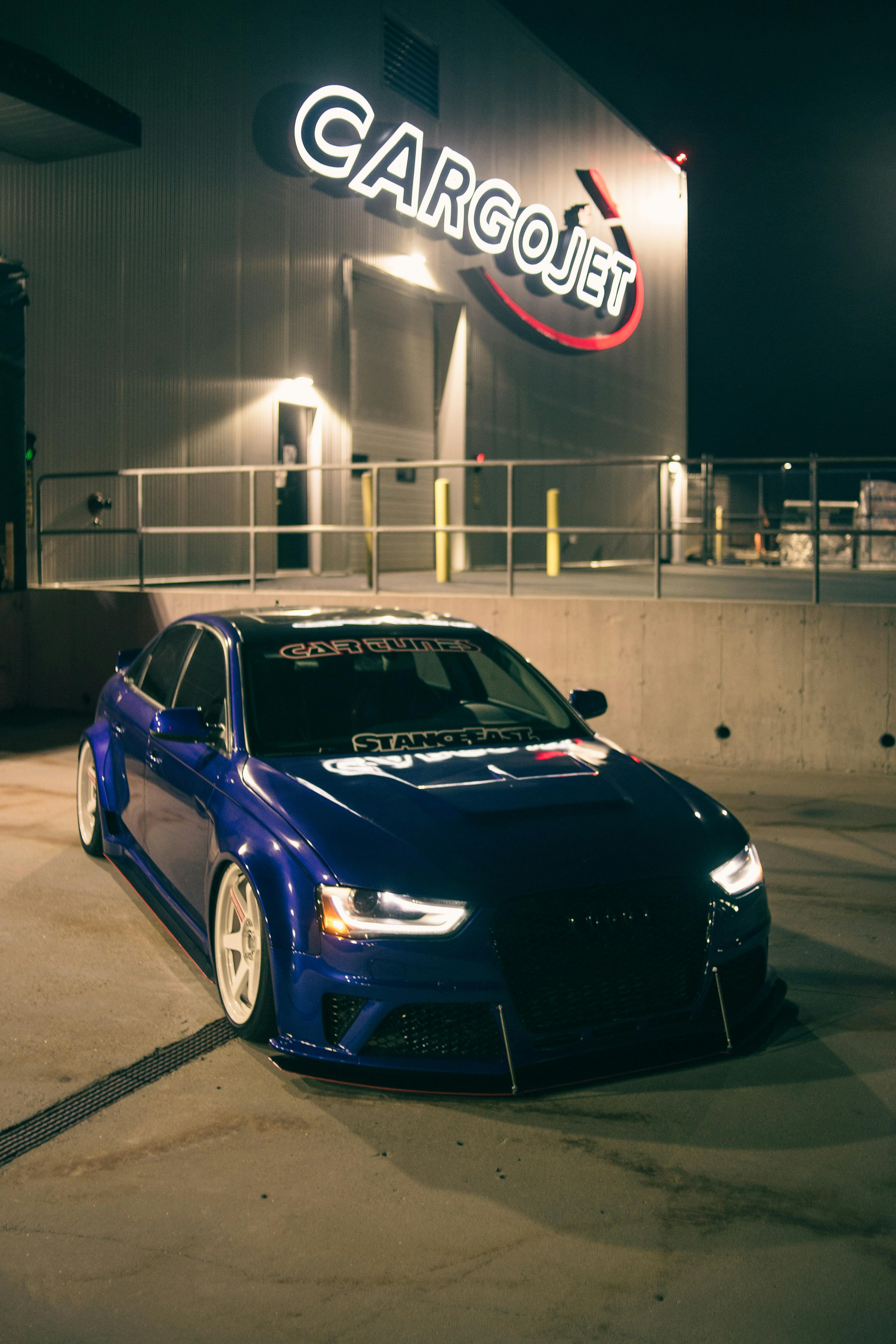 A Lowered Blue Car · Free Stock Photo