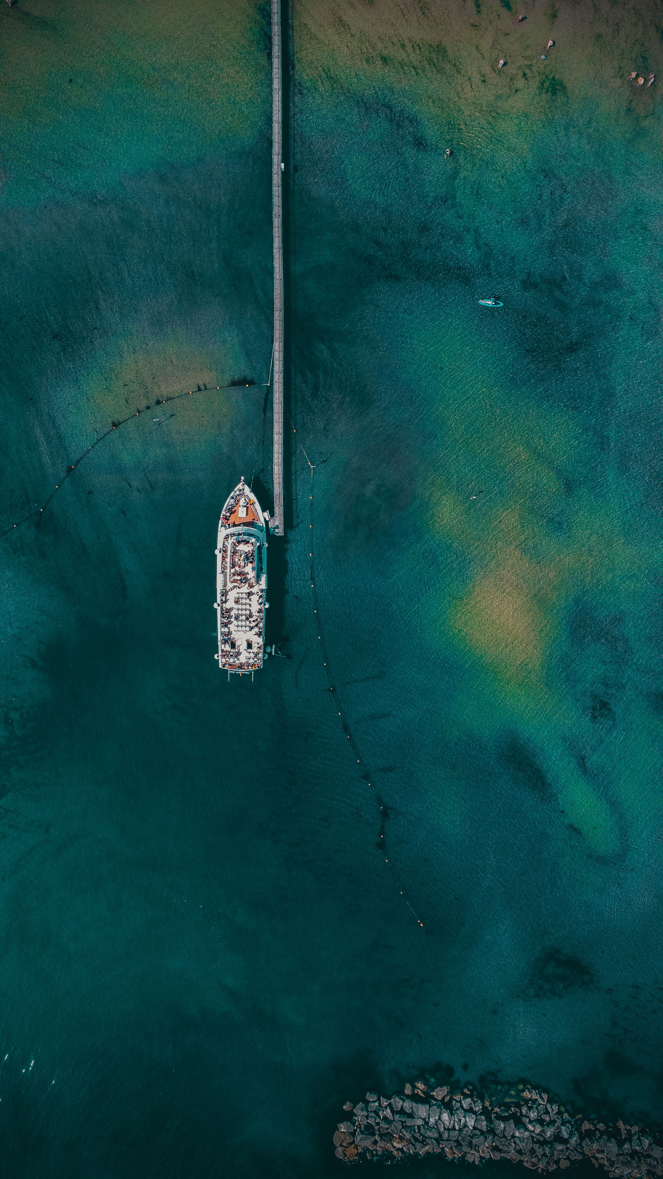 Birds Eye View of a Ship by a Pier · Free Stock Photo
