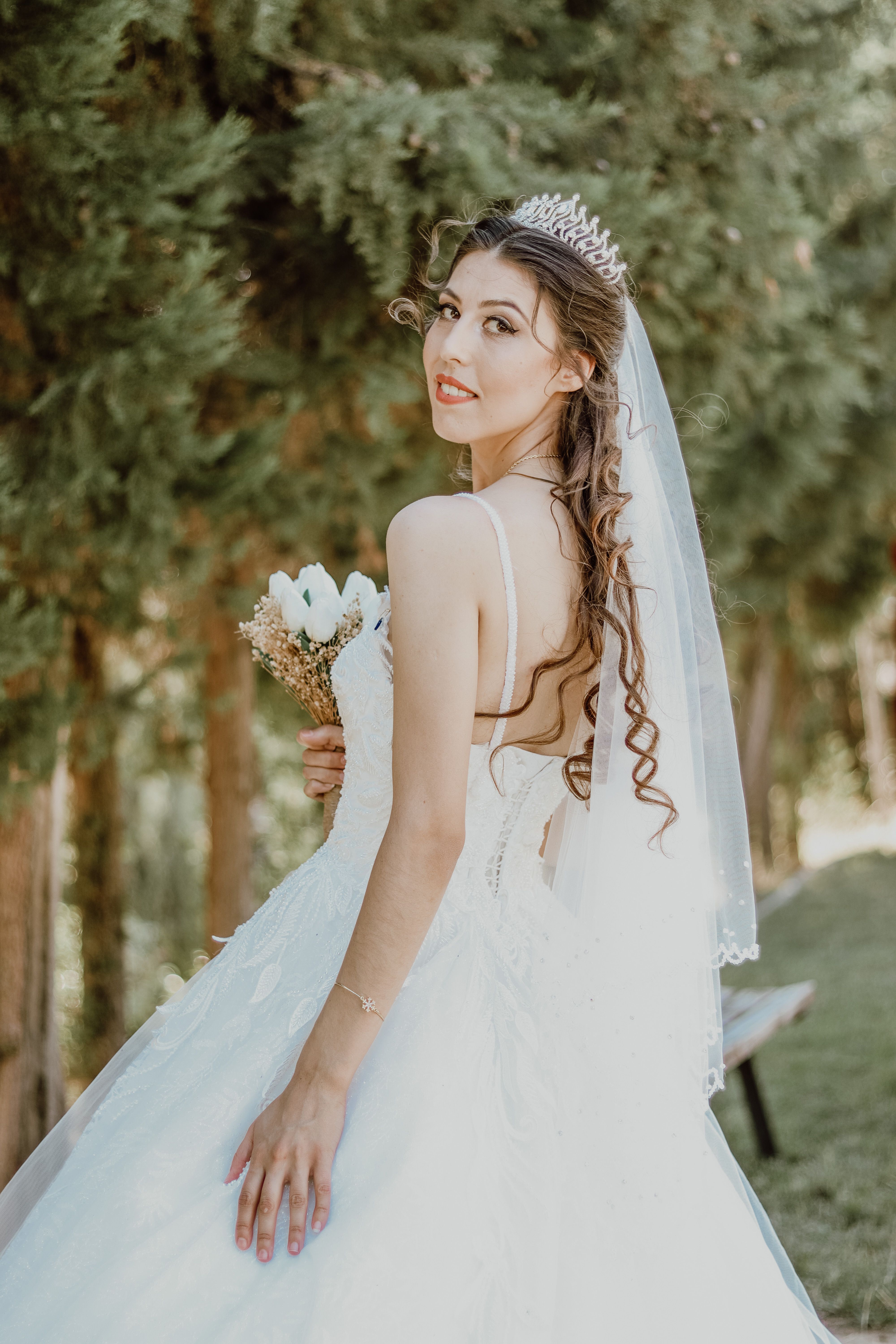 Photograph of a Bride Looking Back · Free Stock Photo
