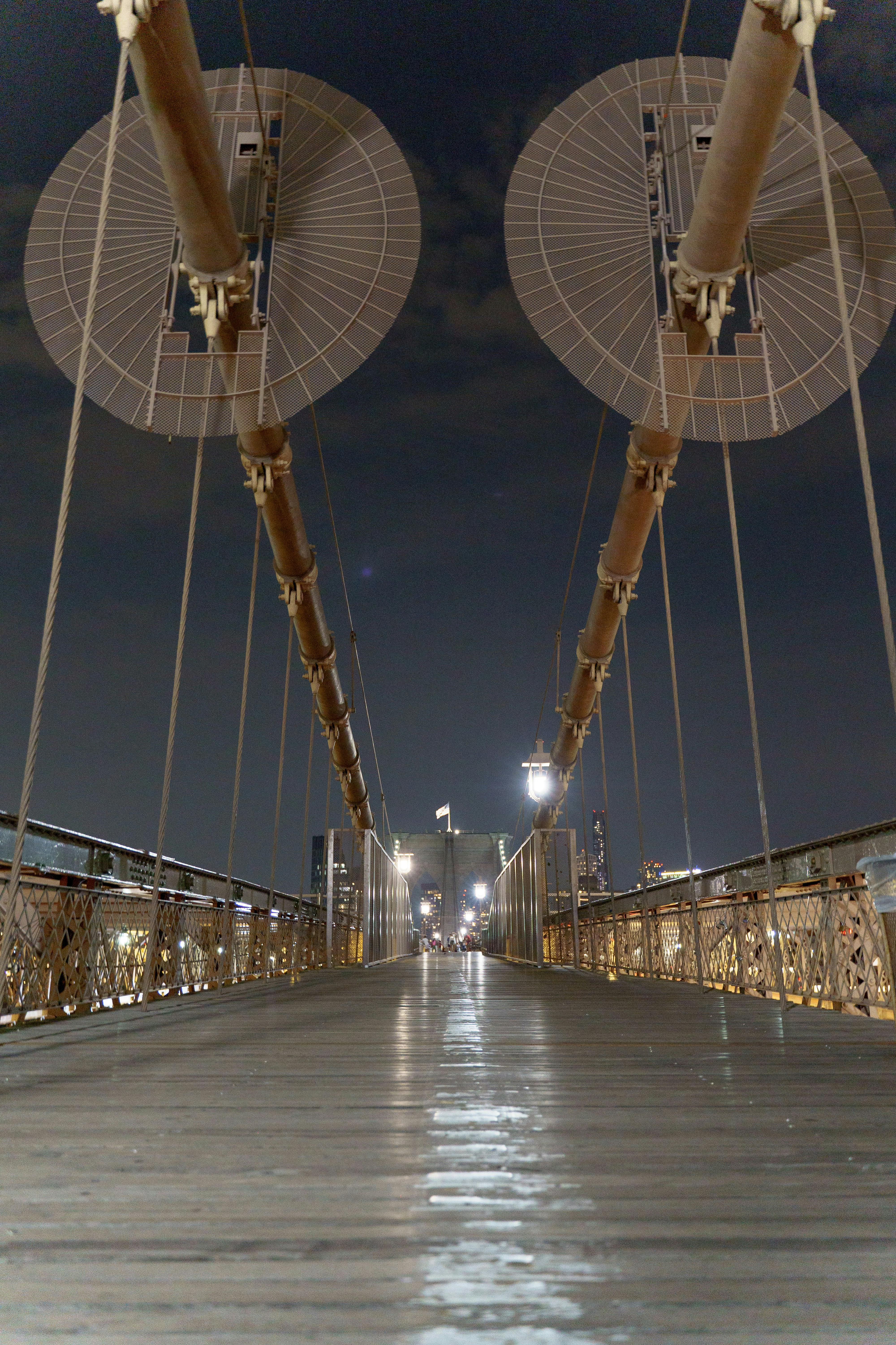 Suspension Bridge in Lights at Night · Free Stock Photo