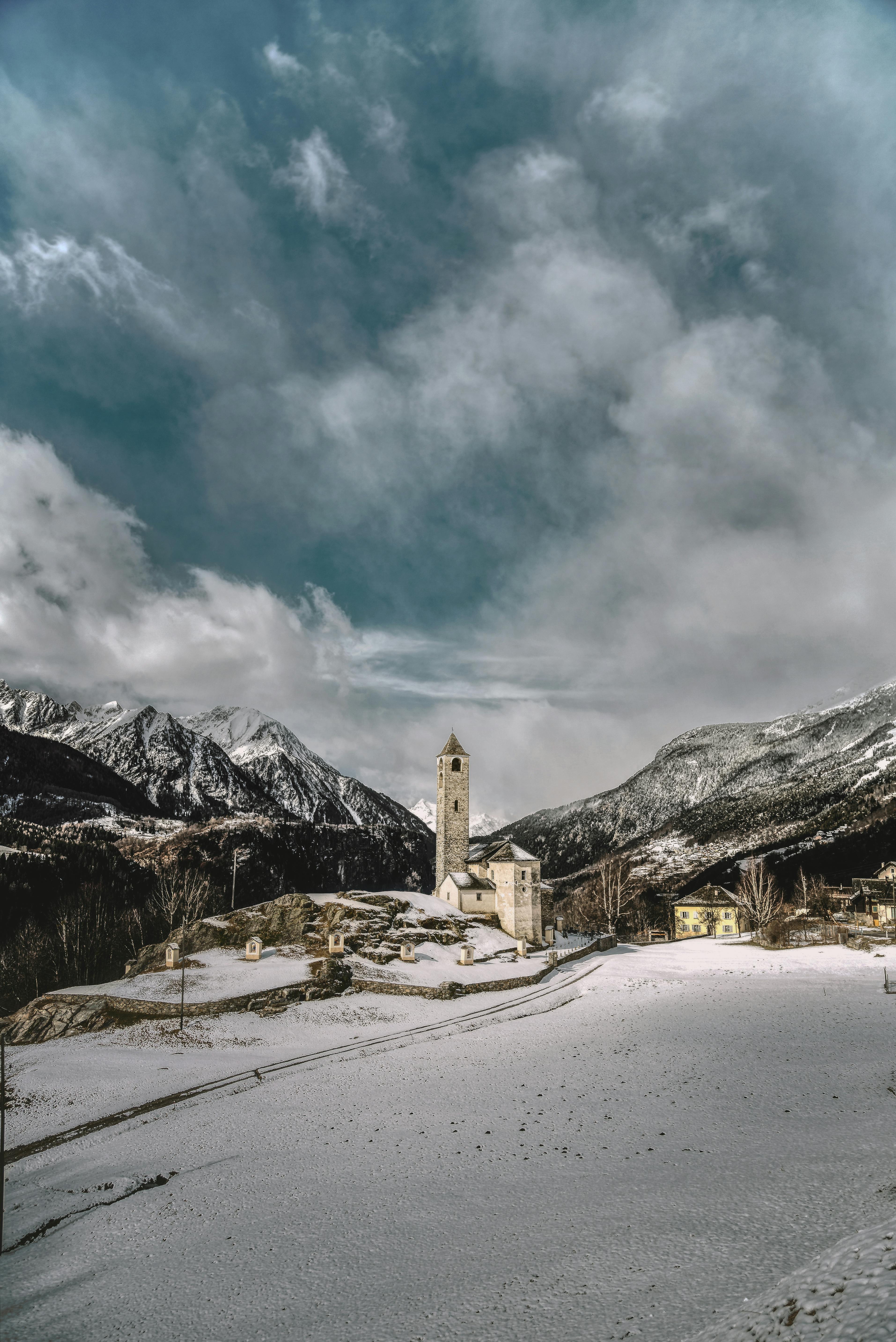 Landscape with an Old Stone Church · Free Stock Photo