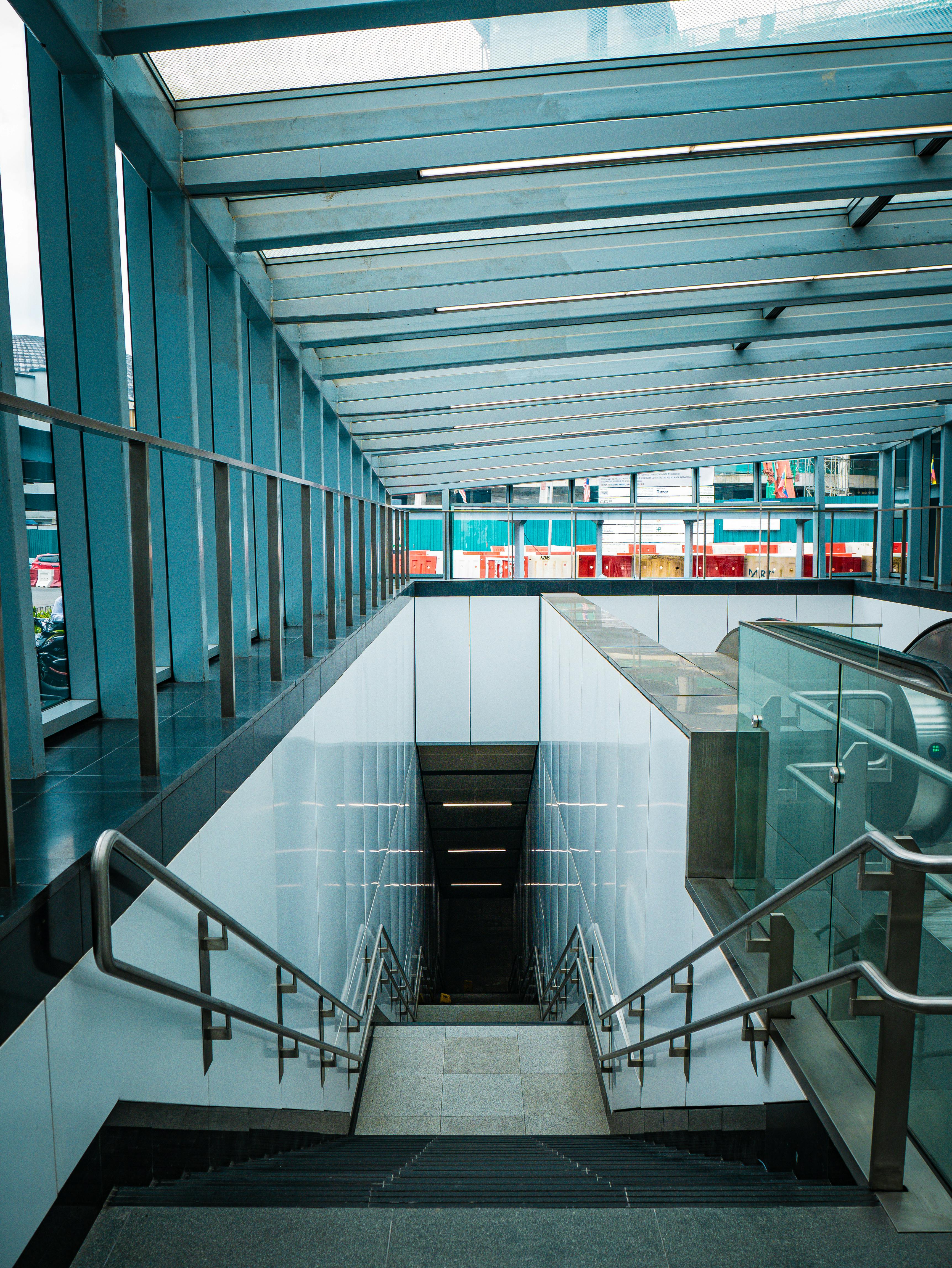 High Angle View of Stairs and Subway Entrance · Free Stock Photo