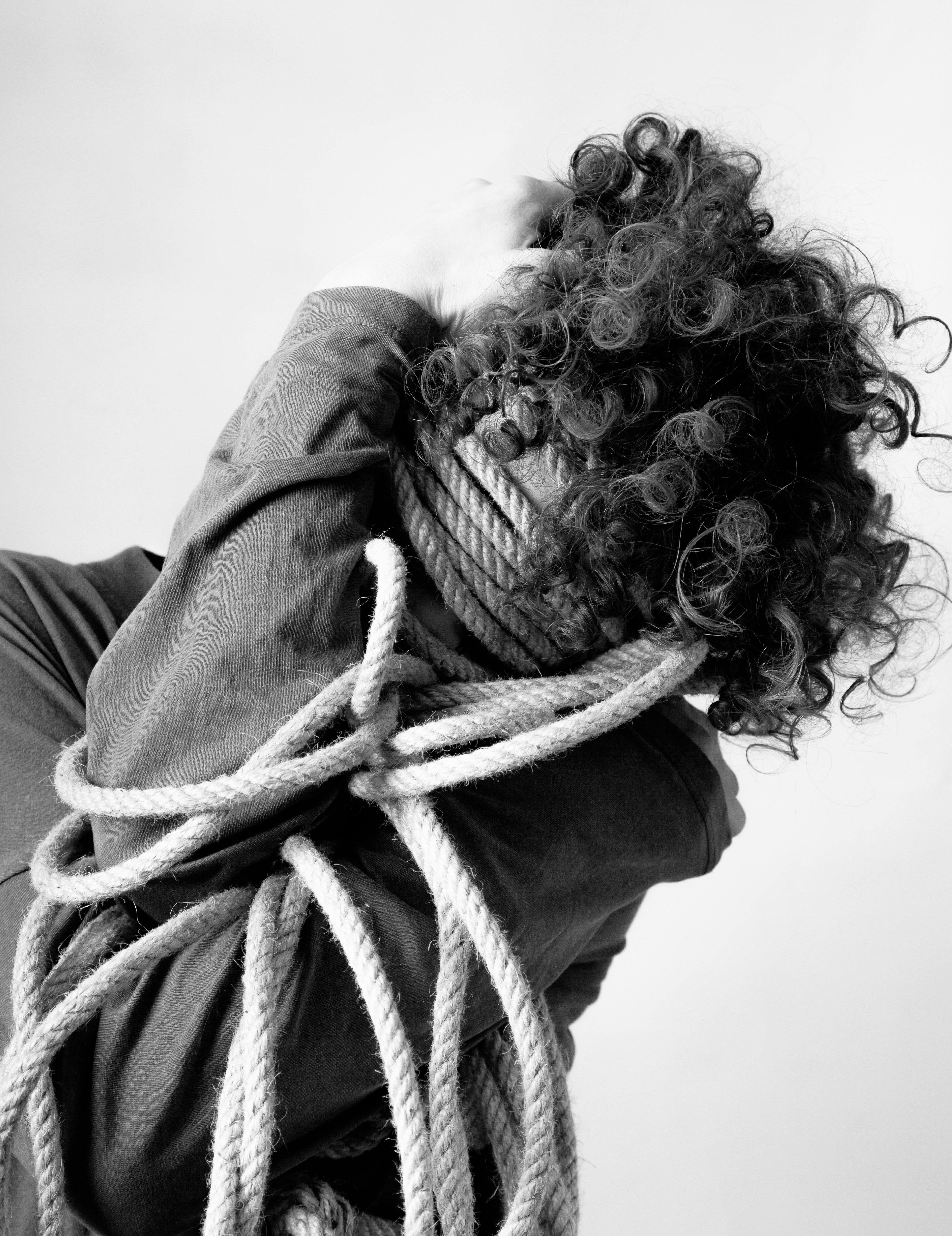 Grayscale Photo of Rope on Log · Free Stock Photo