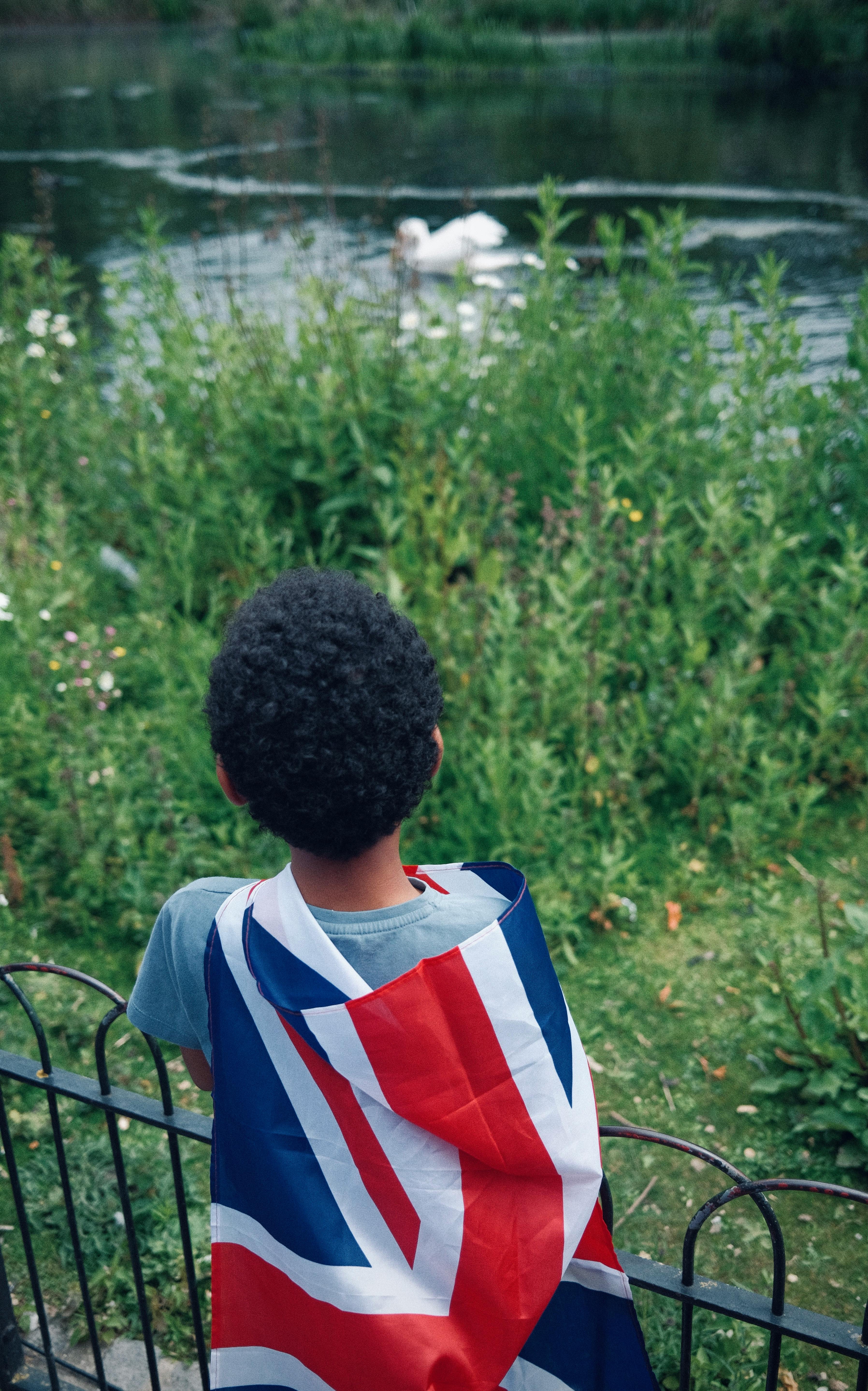 Back View of a Boy with British Flag · Free Stock Photo
