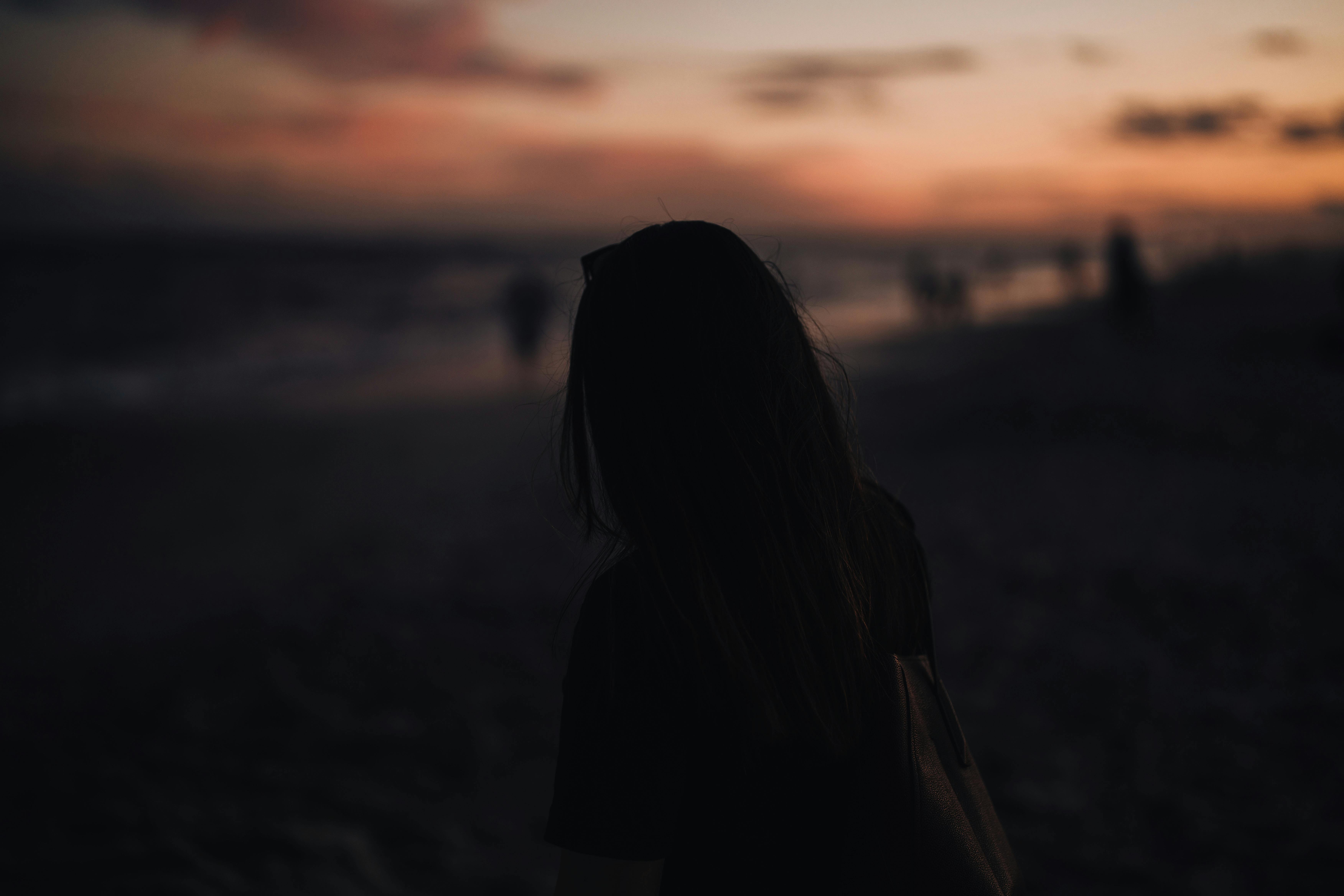 Back View of a Woman at the Beach During Sunset · Free Stock Photo
