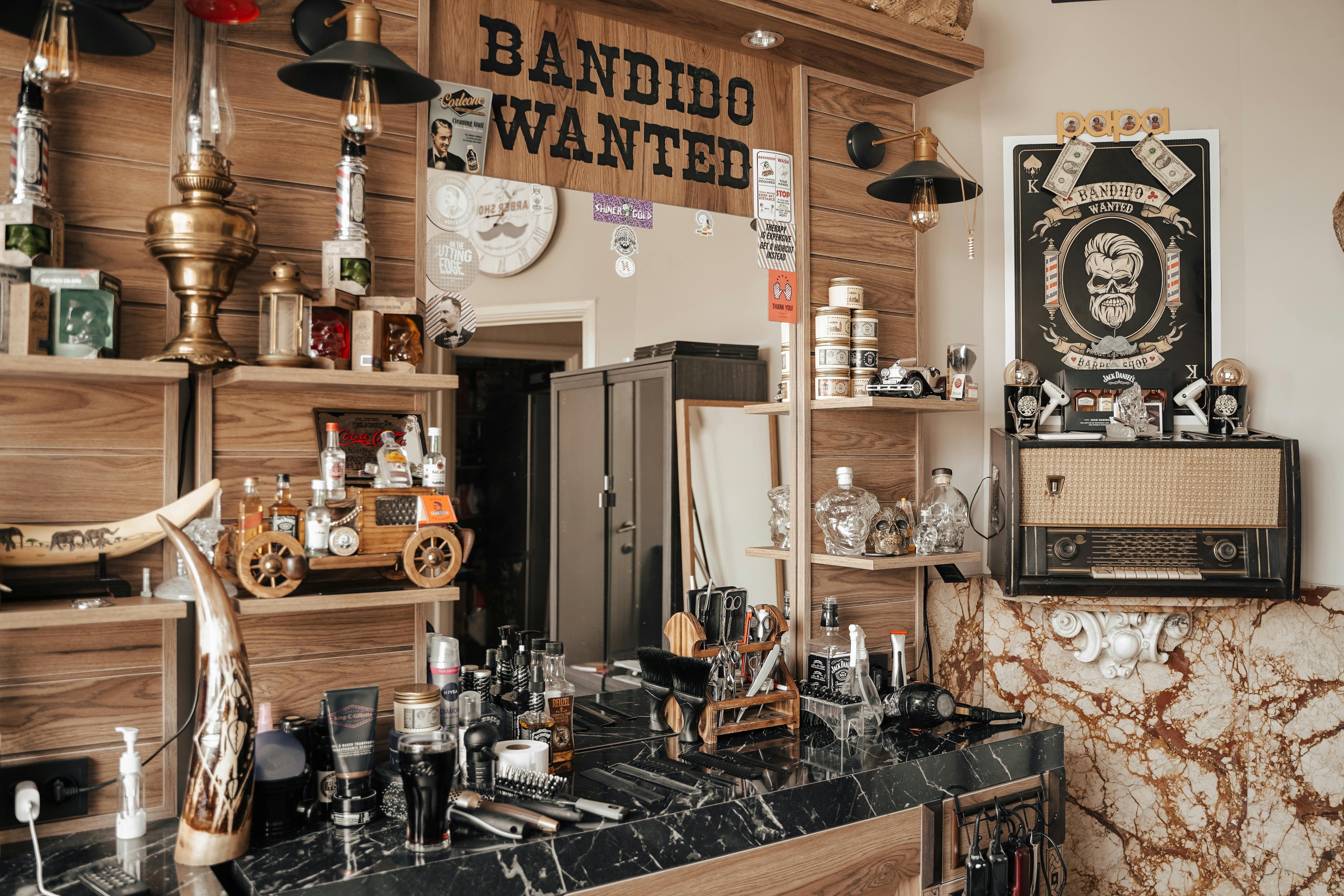 Brown Interior of a Barber Shop · Free Stock Photo