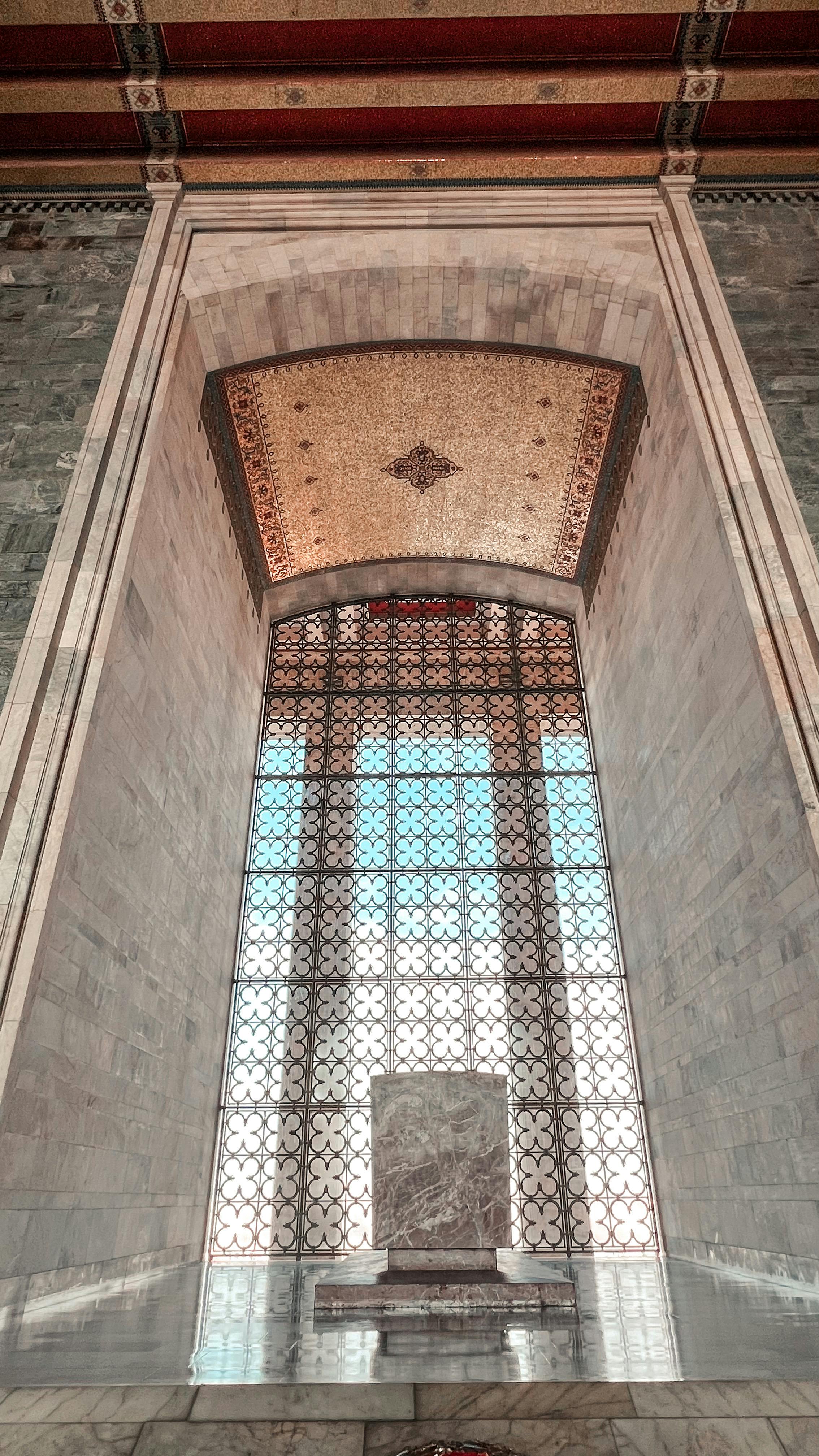 A Gray Marble Building Interior with Stained Glass Window · Free Stock ...