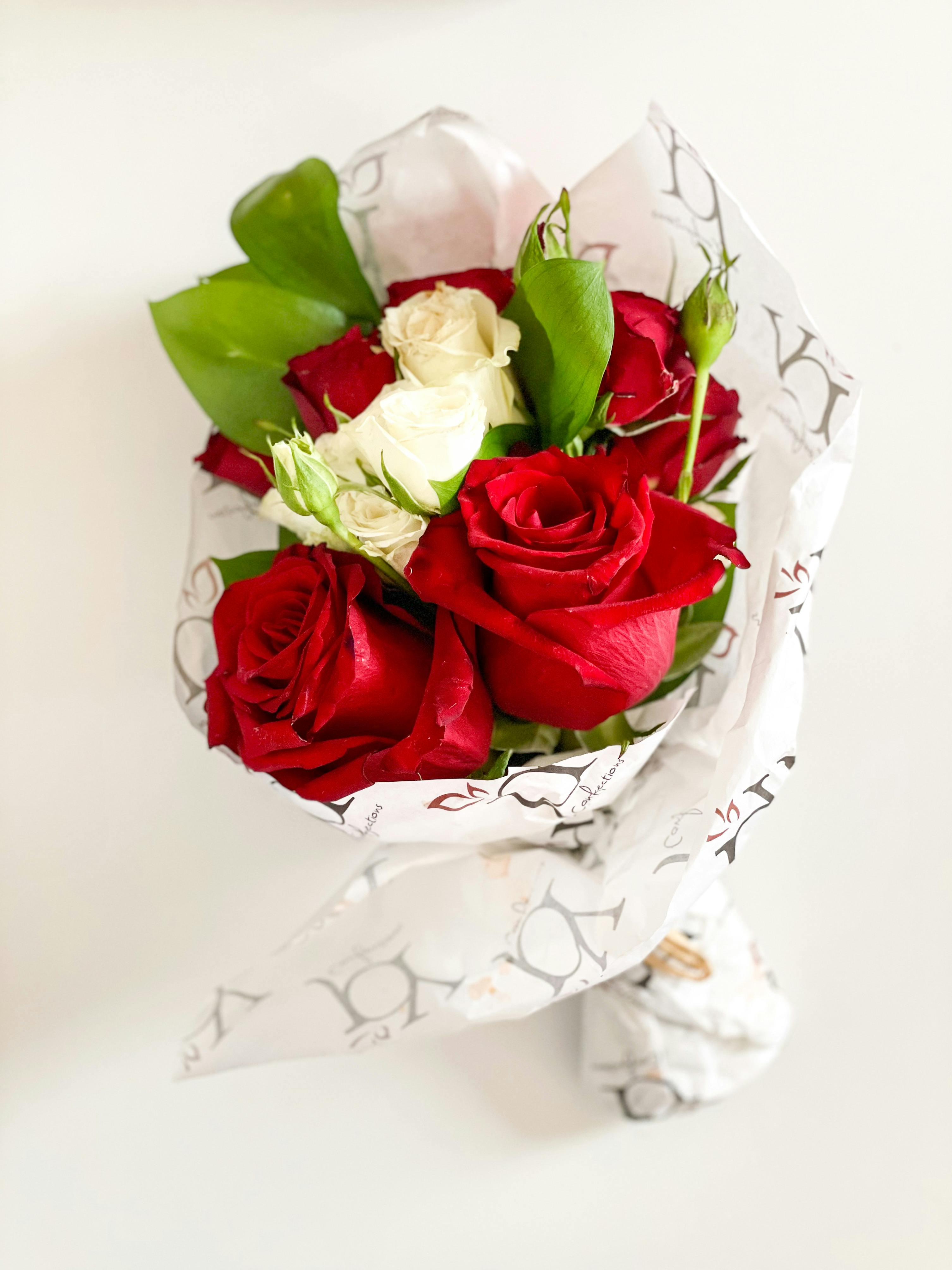 Red and White Rose Bouquet · Free Stock Photo