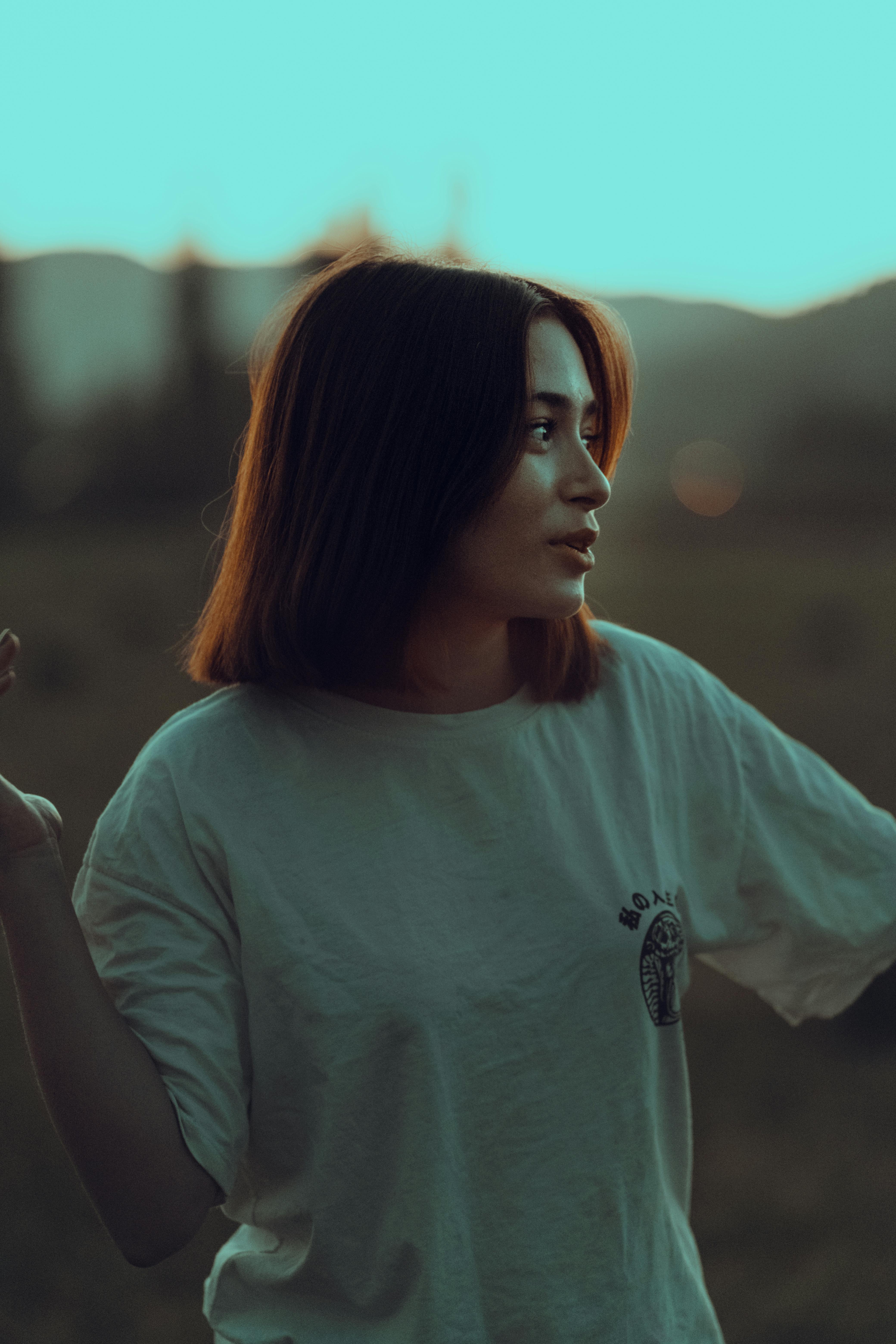 Beautiful Woman Looking Up · Free Stock Photo