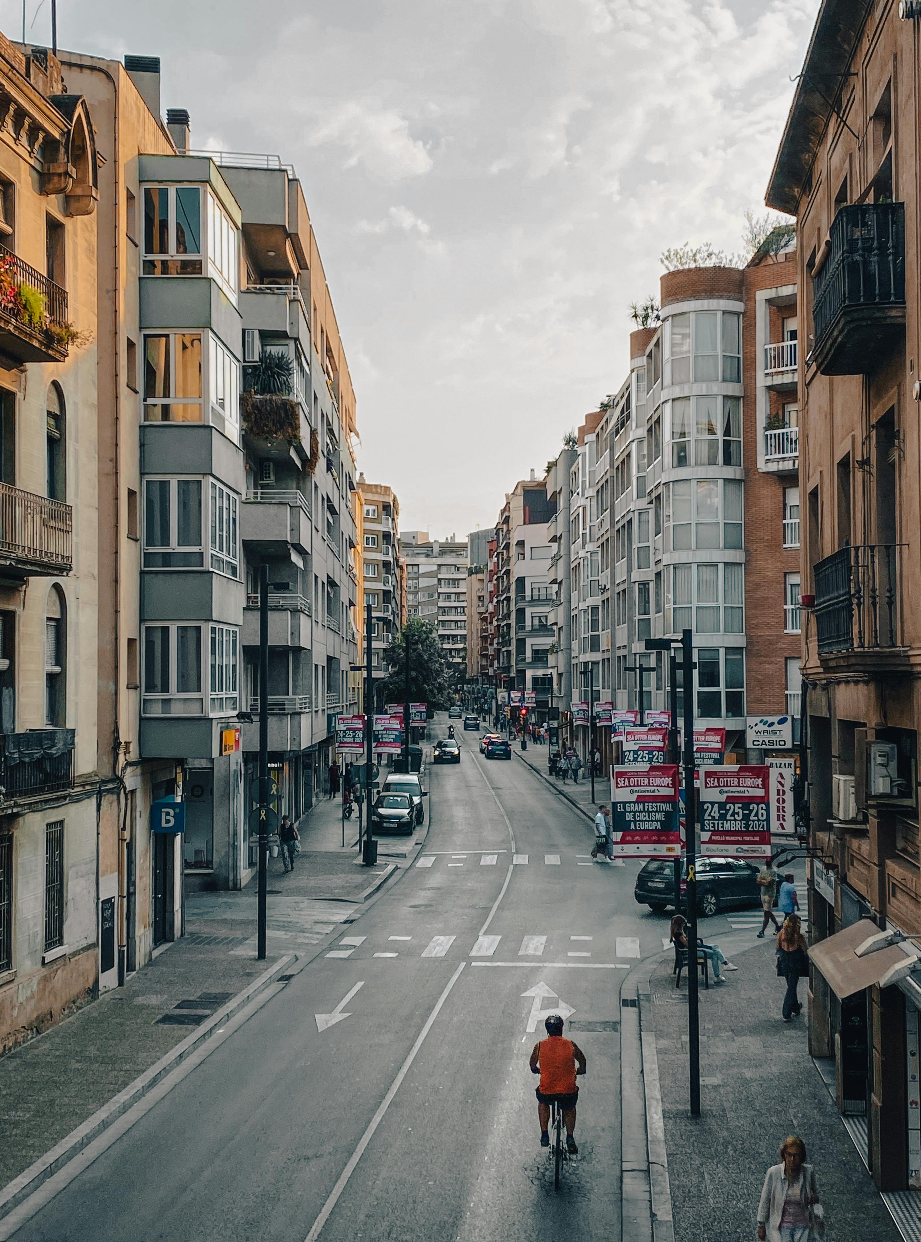 An Aerial Photography of a Road Between City Buildings · Free Stock Photo
