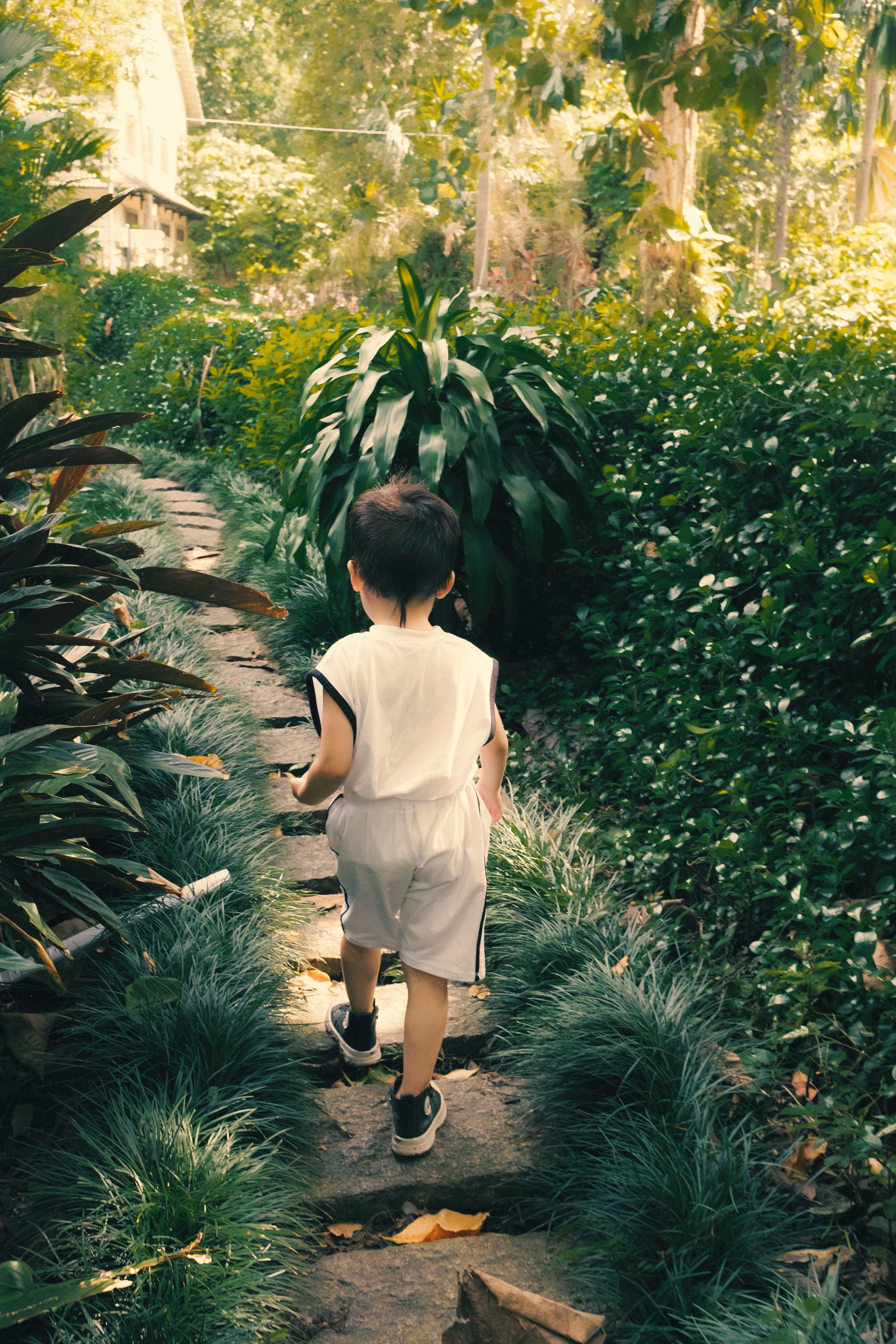 Boy Walking on a Pathway · Free Stock Photo