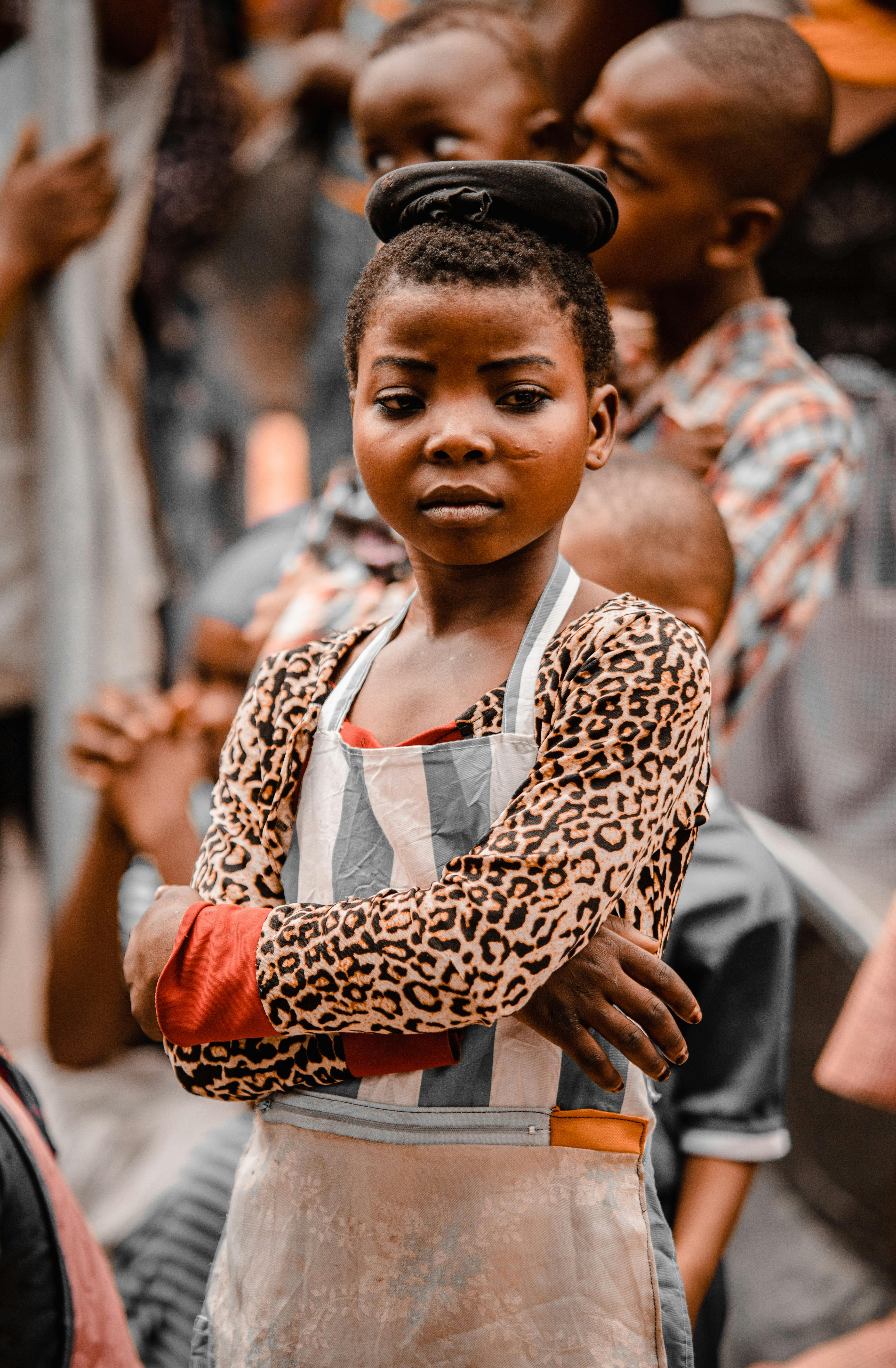 A Portrait of a Girl in a Leopard Print Top · Free Stock Photo