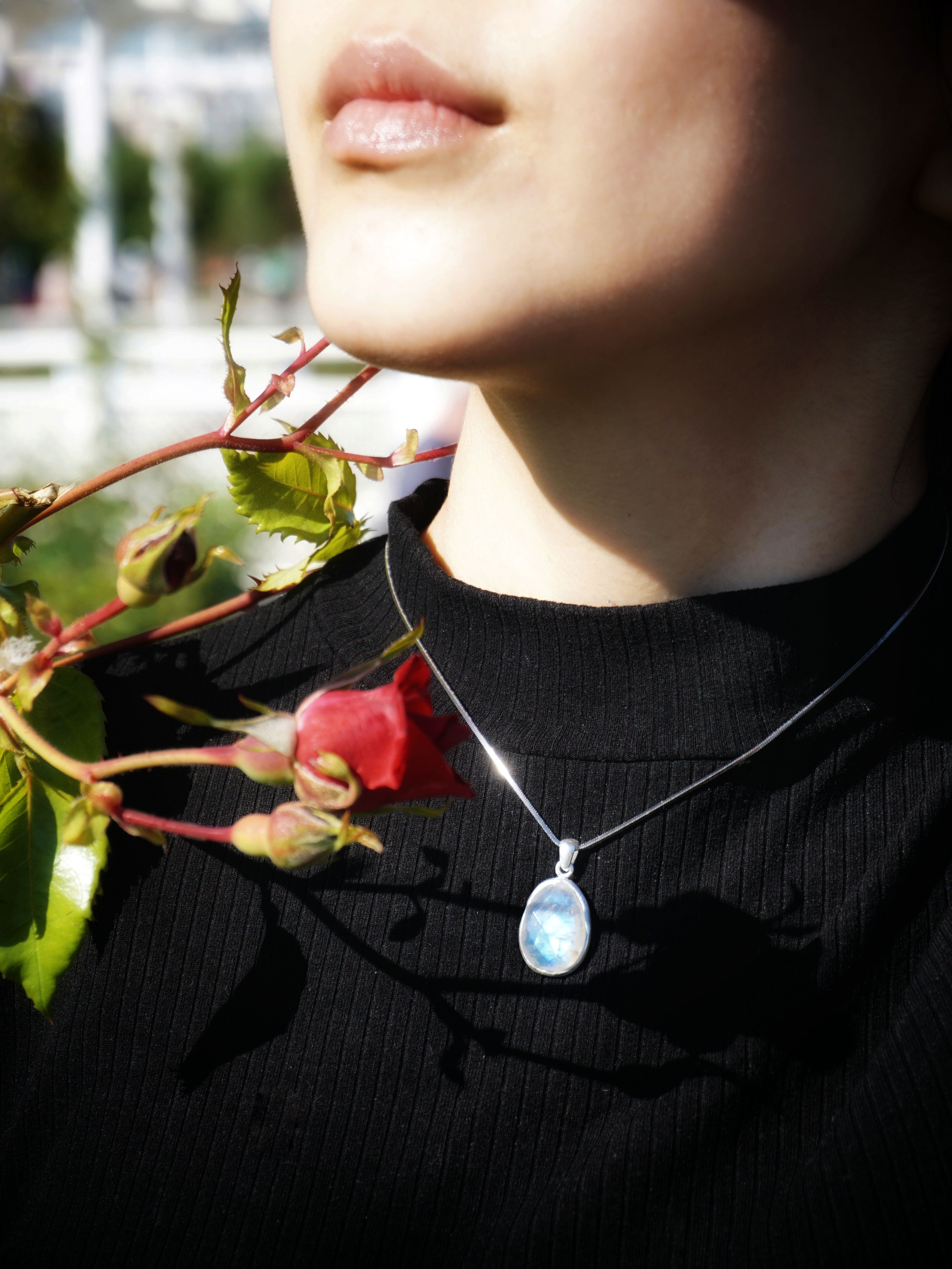 Close-up of Silver Necklace on Woman Neck · Free Stock Photo