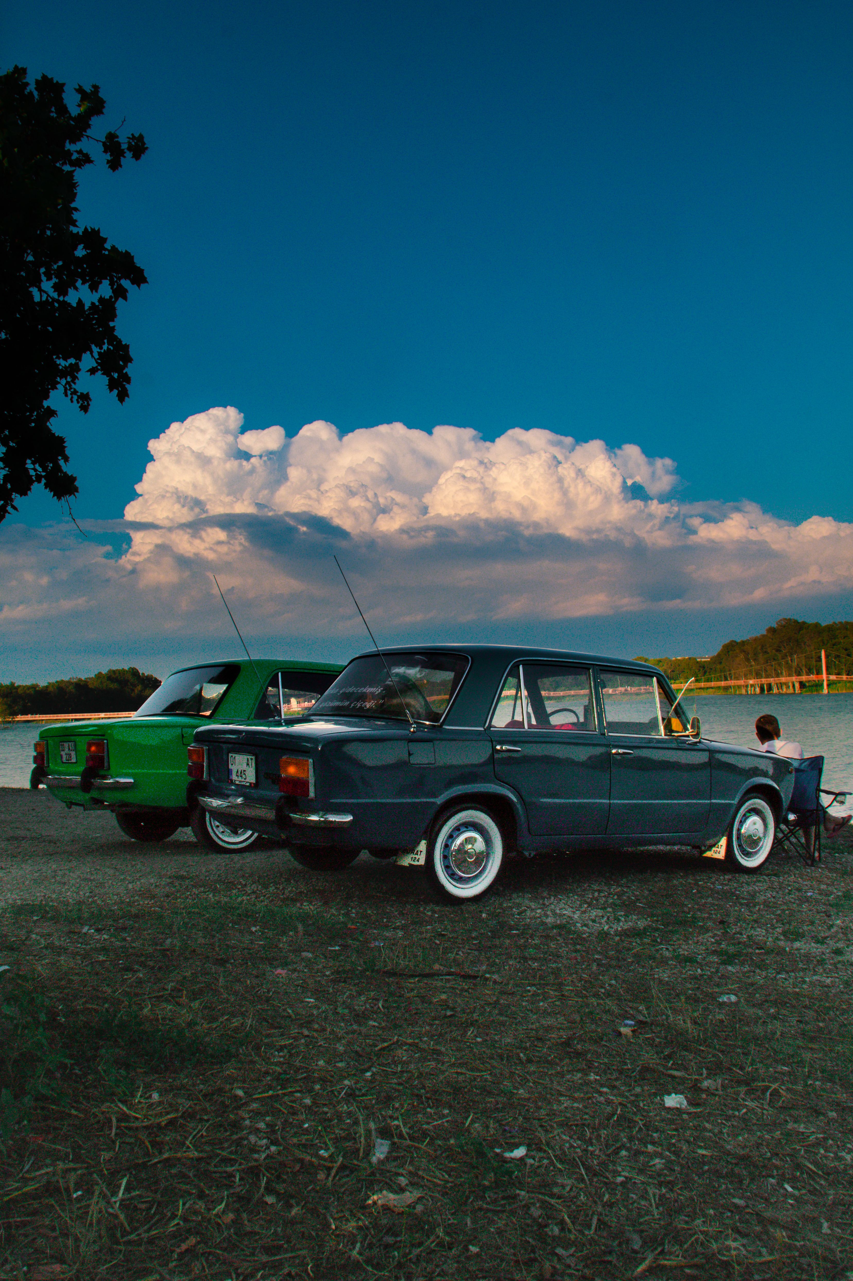 Vintage Cars Parked near Body of Water · Free Stock Photo