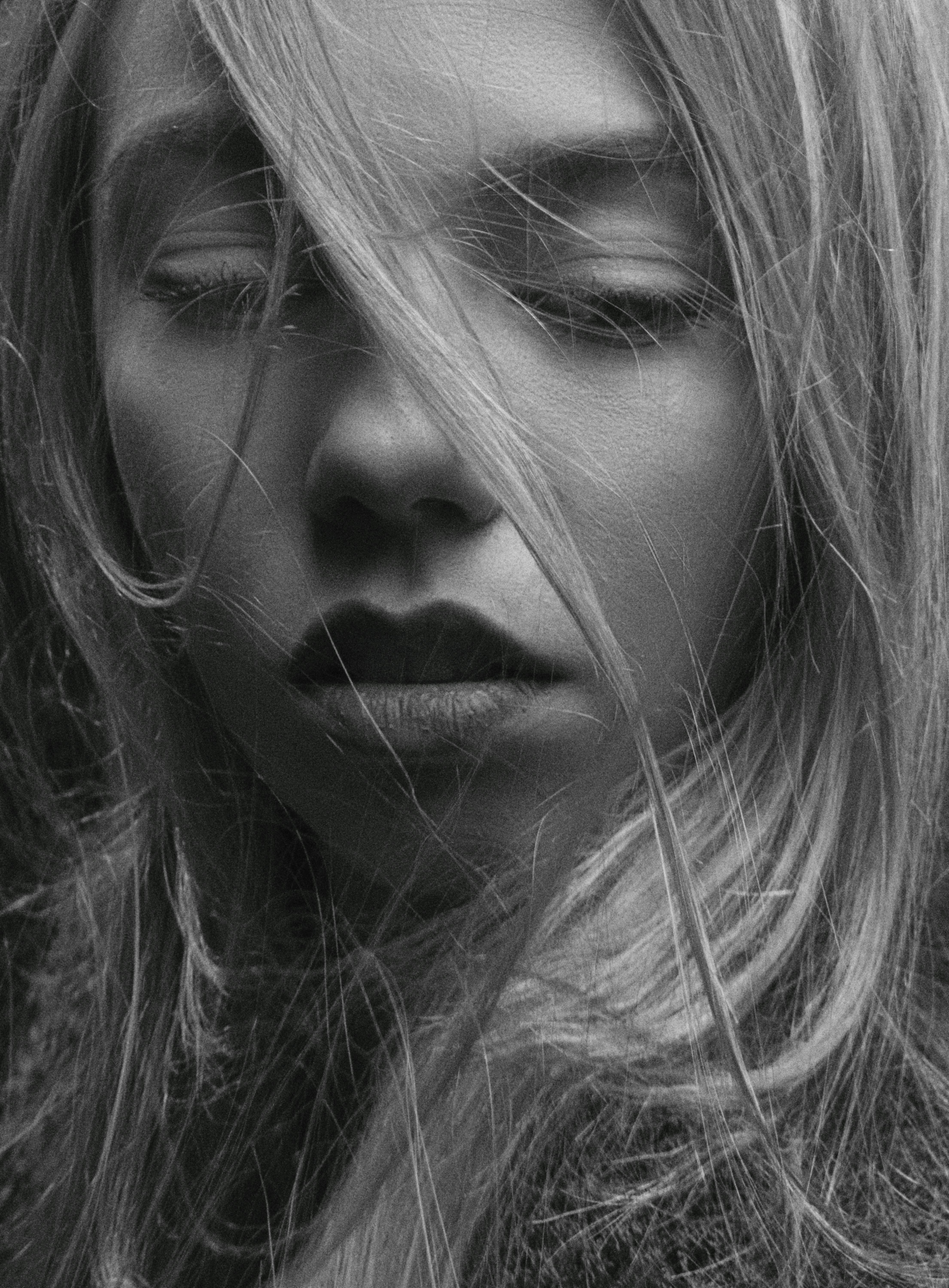 Grayscale Photo of Woman's Face · Free Stock Photo