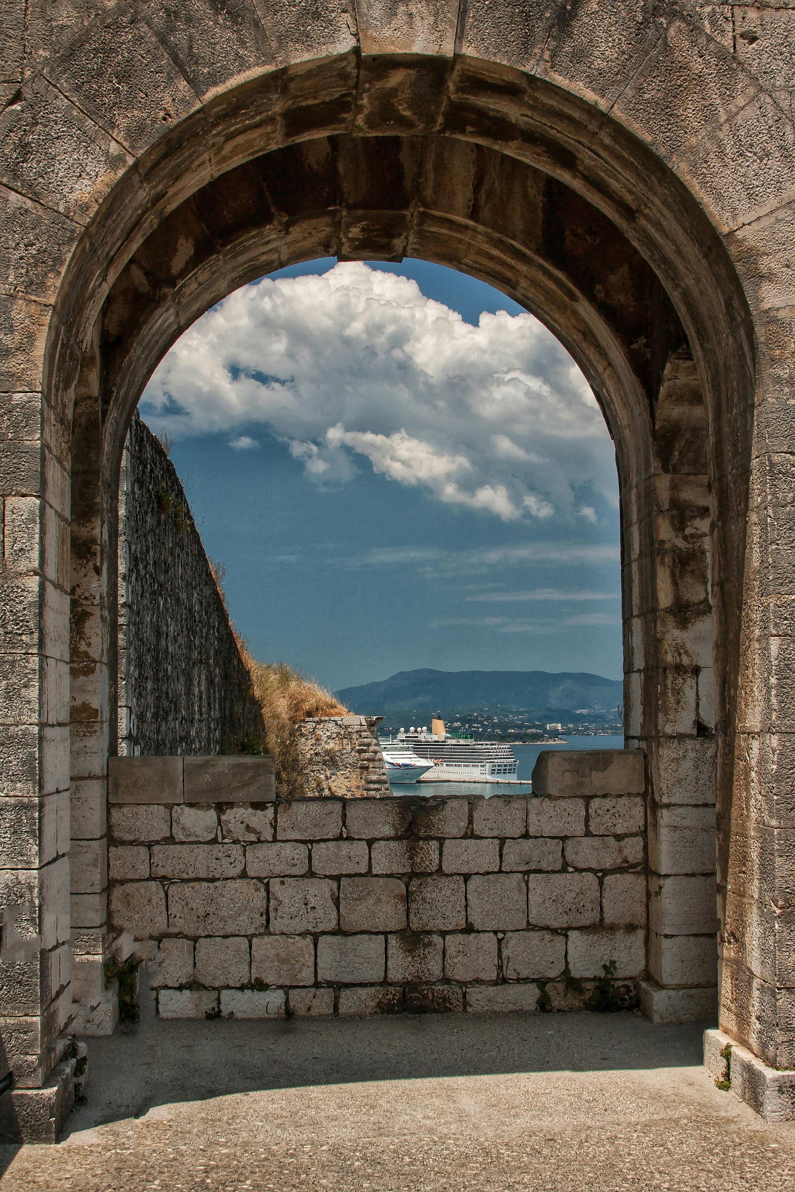 Concrete Arch Window with Ocean View · Free Stock Photo