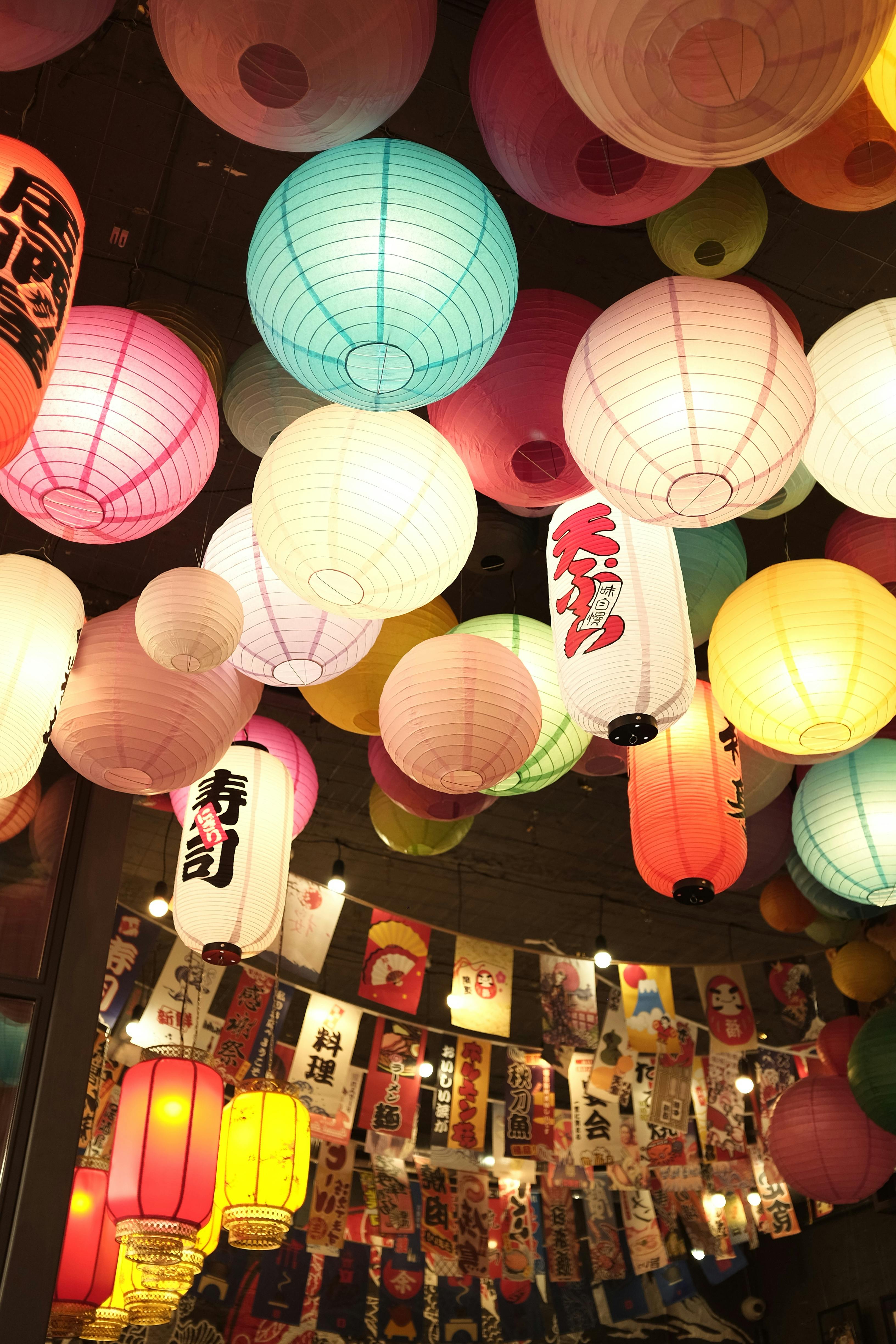 Lanterns with lights Shaped Like Pandas · Free Stock Photo