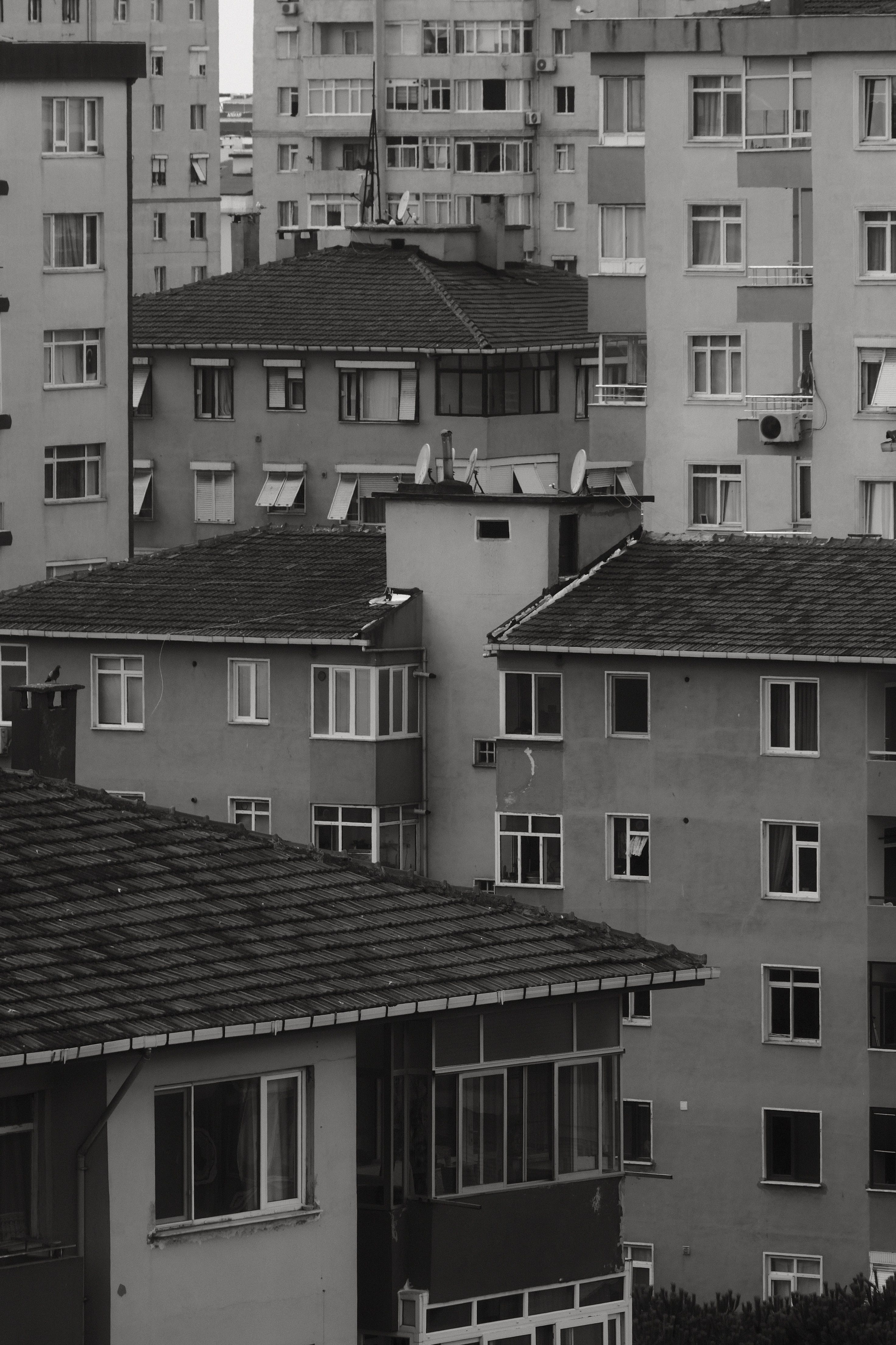 Grayscale Photograph of Buildings · Free Stock Photo