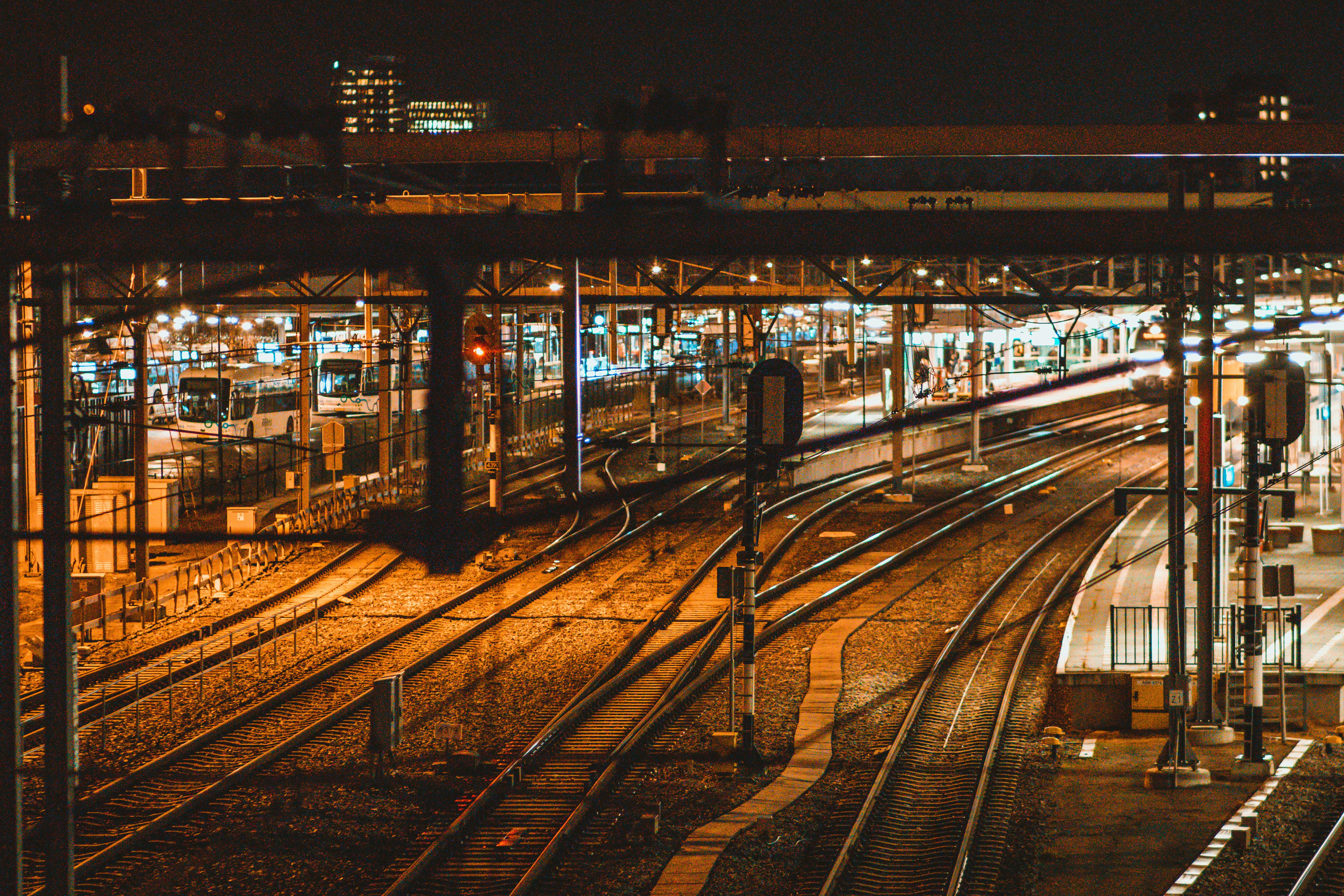 Empty Railway During Night Time · Free Stock Photo