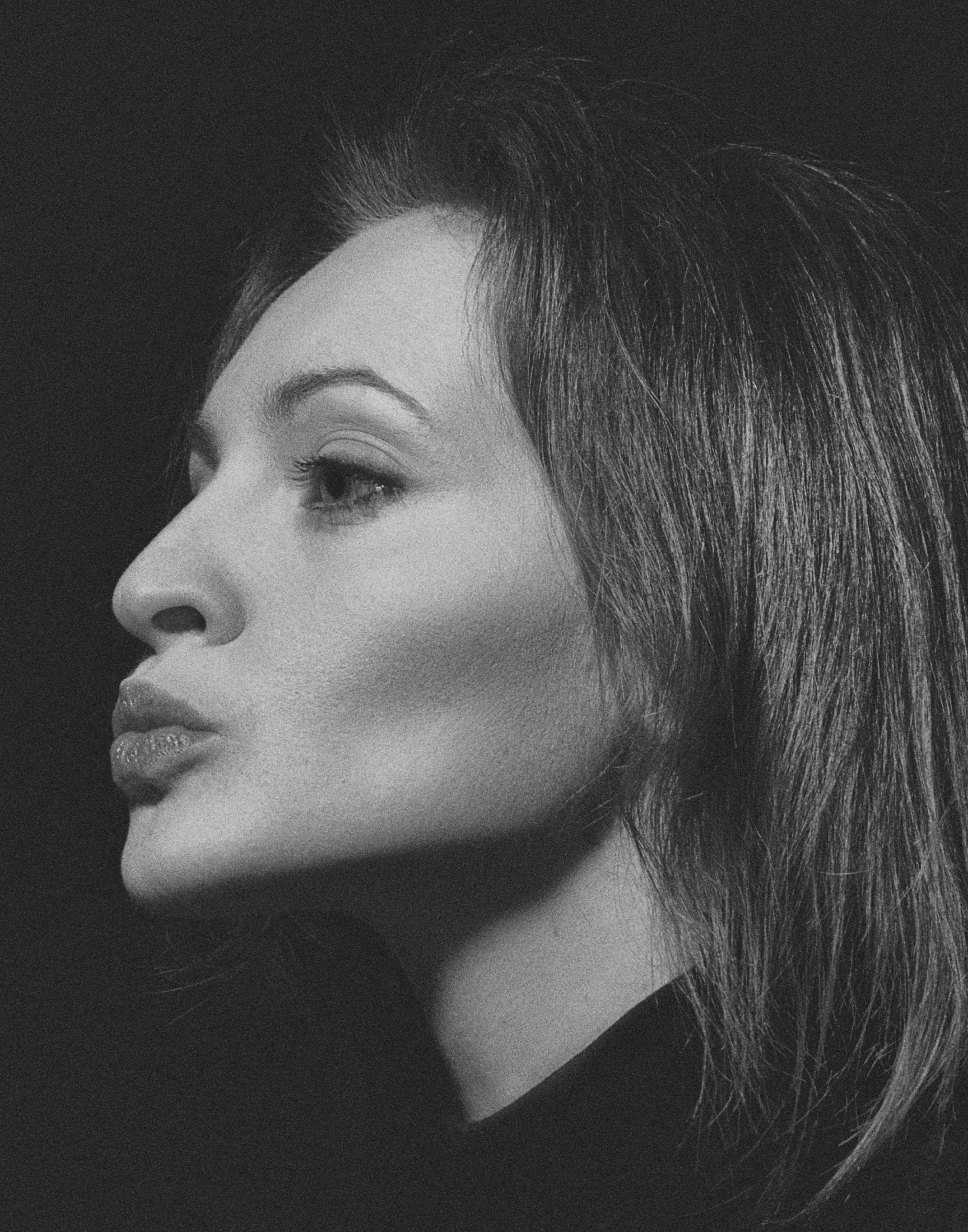 Grayscale Photography of Pixie-cut Woman Facing Side Ward · Free Stock ...