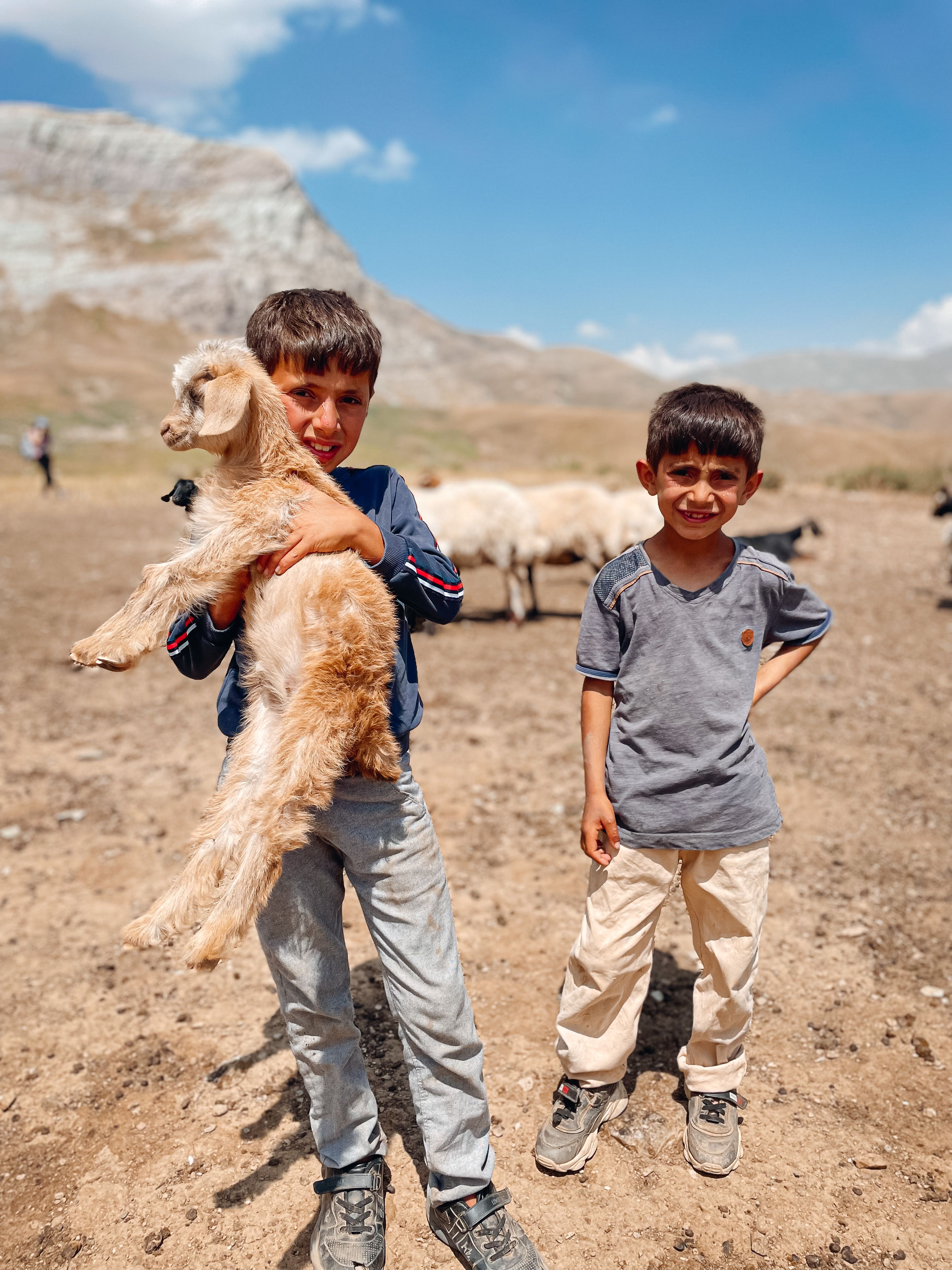 Children with Goat on Hakkari Plateau · Free Stock Photo