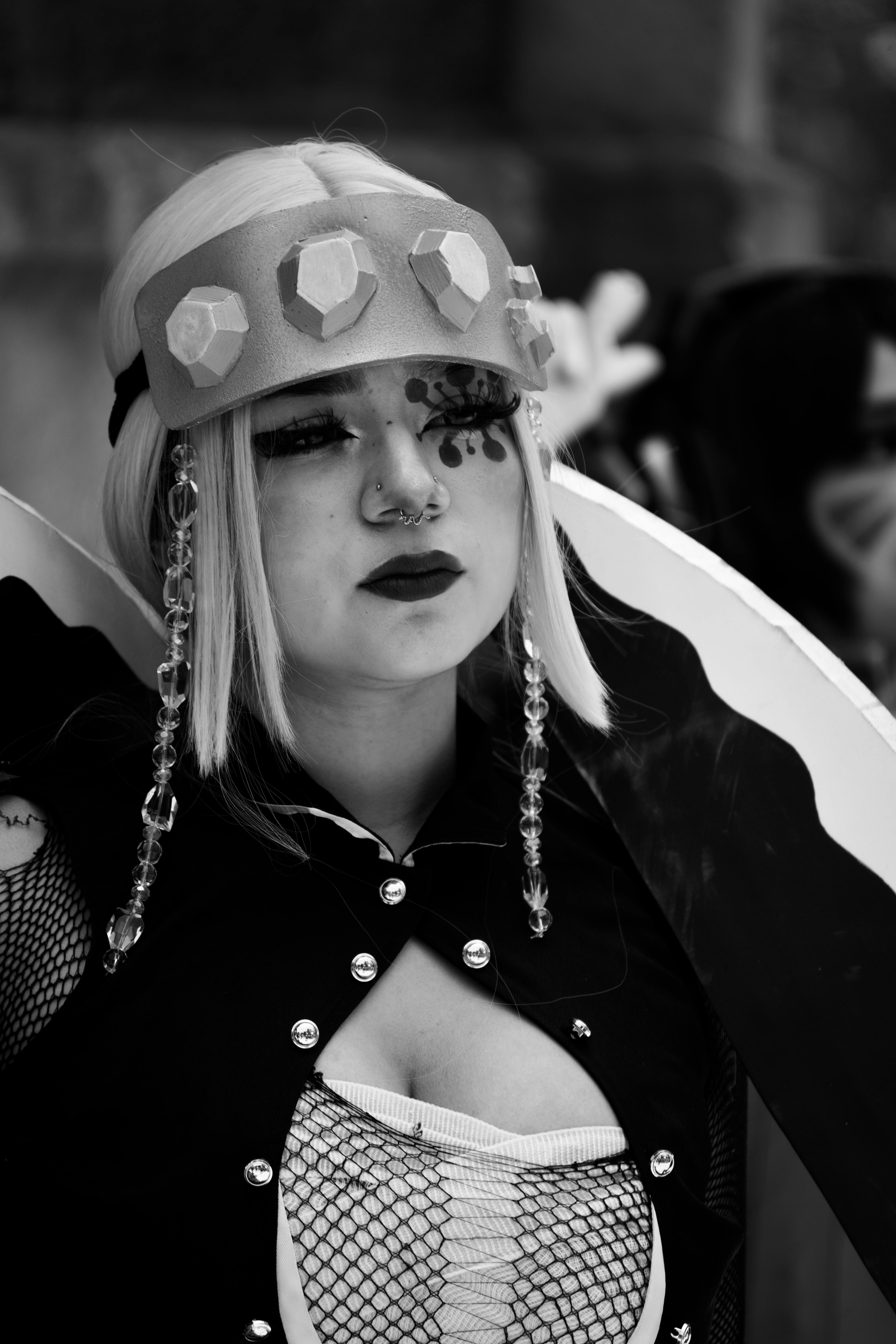 Grayscale Portrait of a Cosplayer · Free Stock Photo
