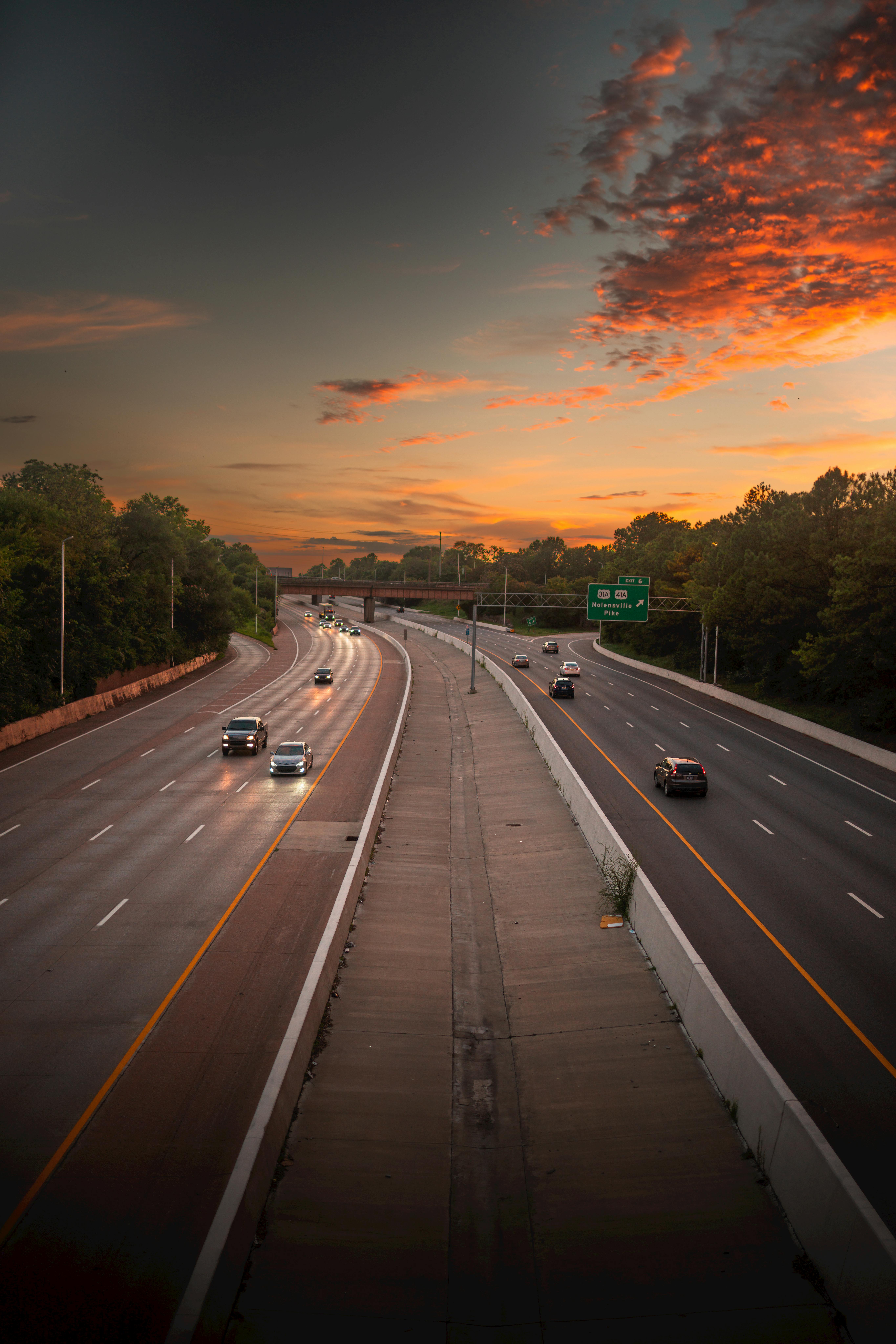 Highway During Sunset · Free Stock Photo