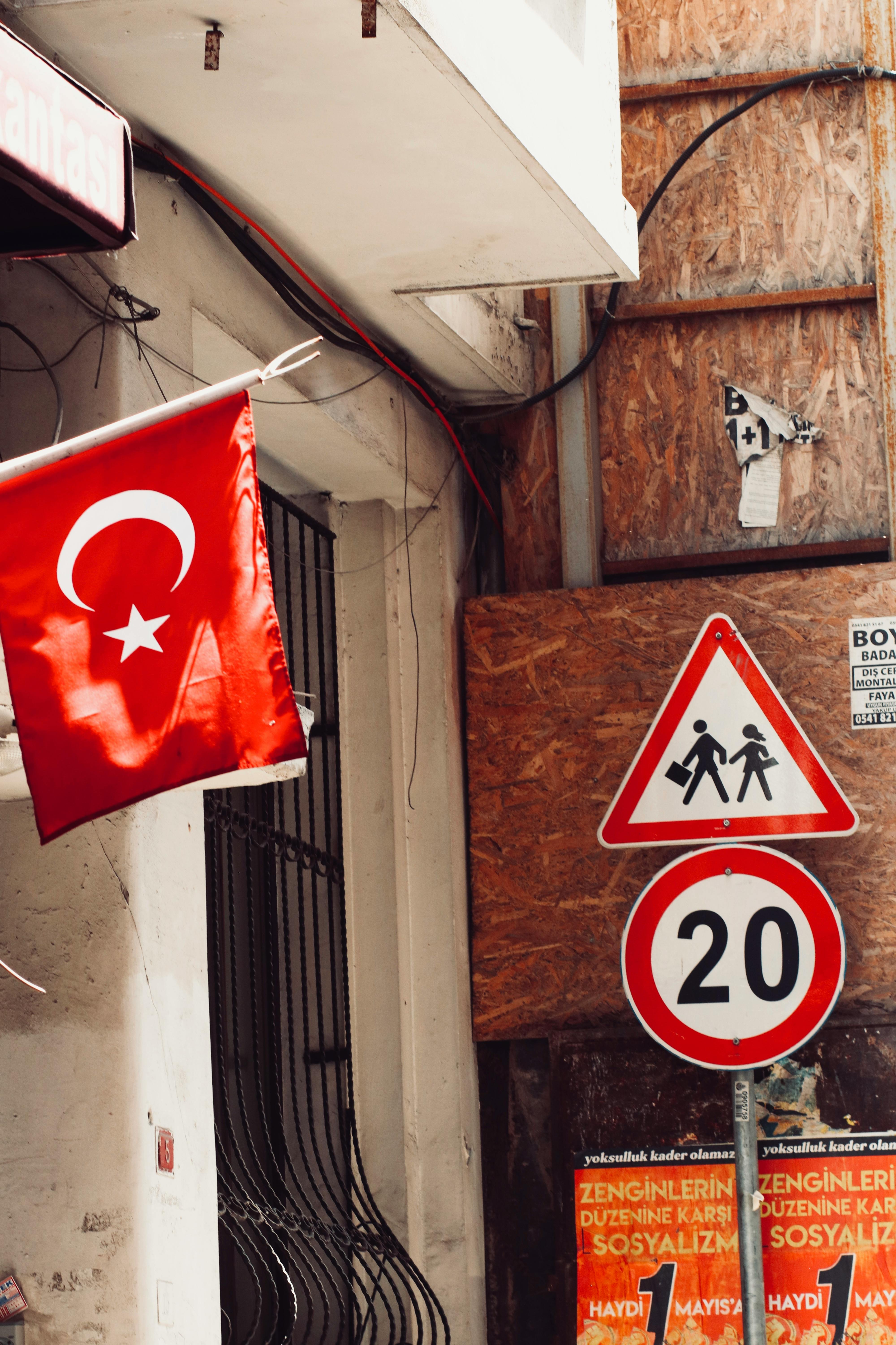 Flag of Turkey near Prohibition Signs · Free Stock Photo