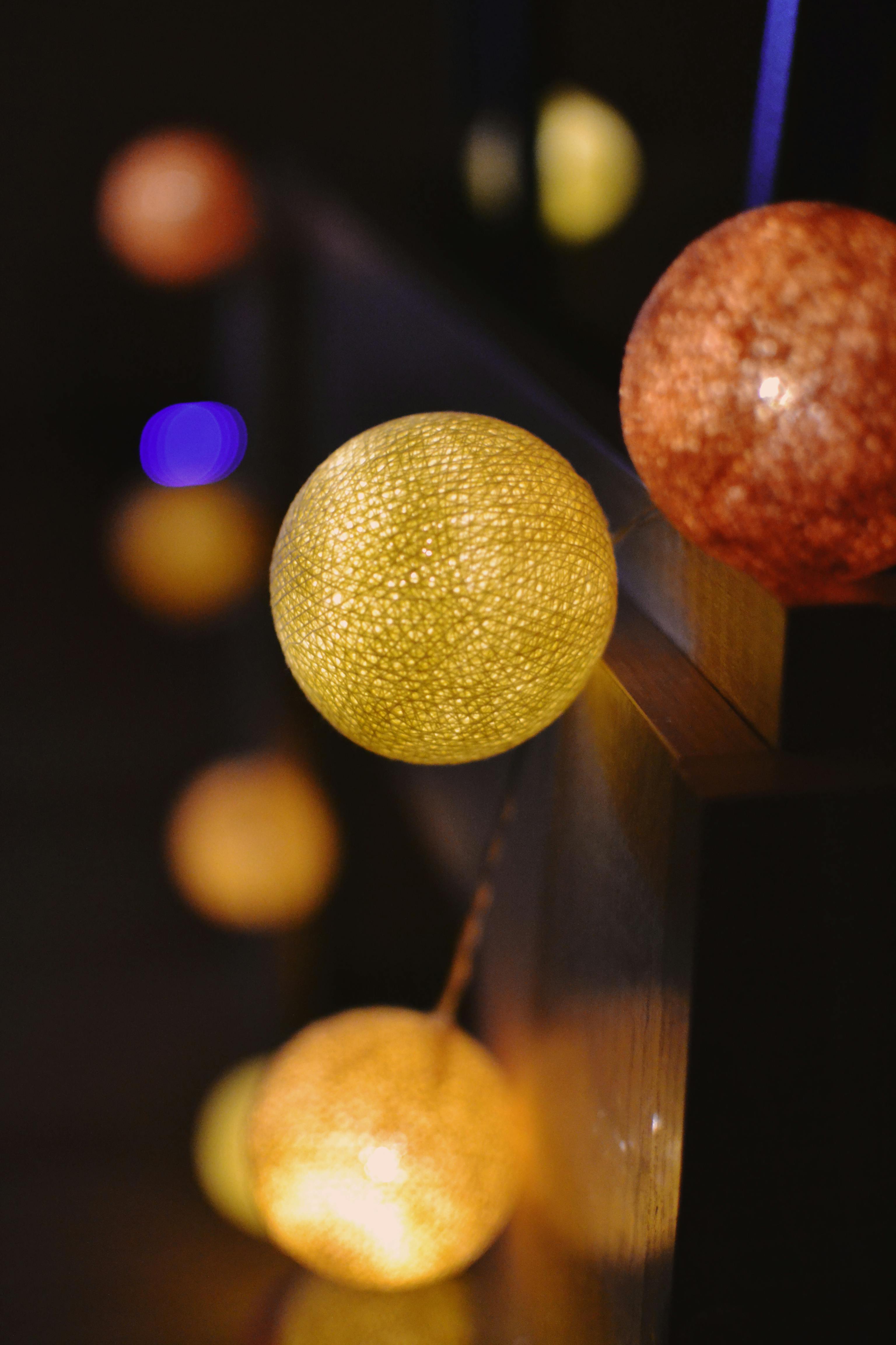Close-Up Shot of Yellow Fairy Lights Illuminated in the Dark · Free ...