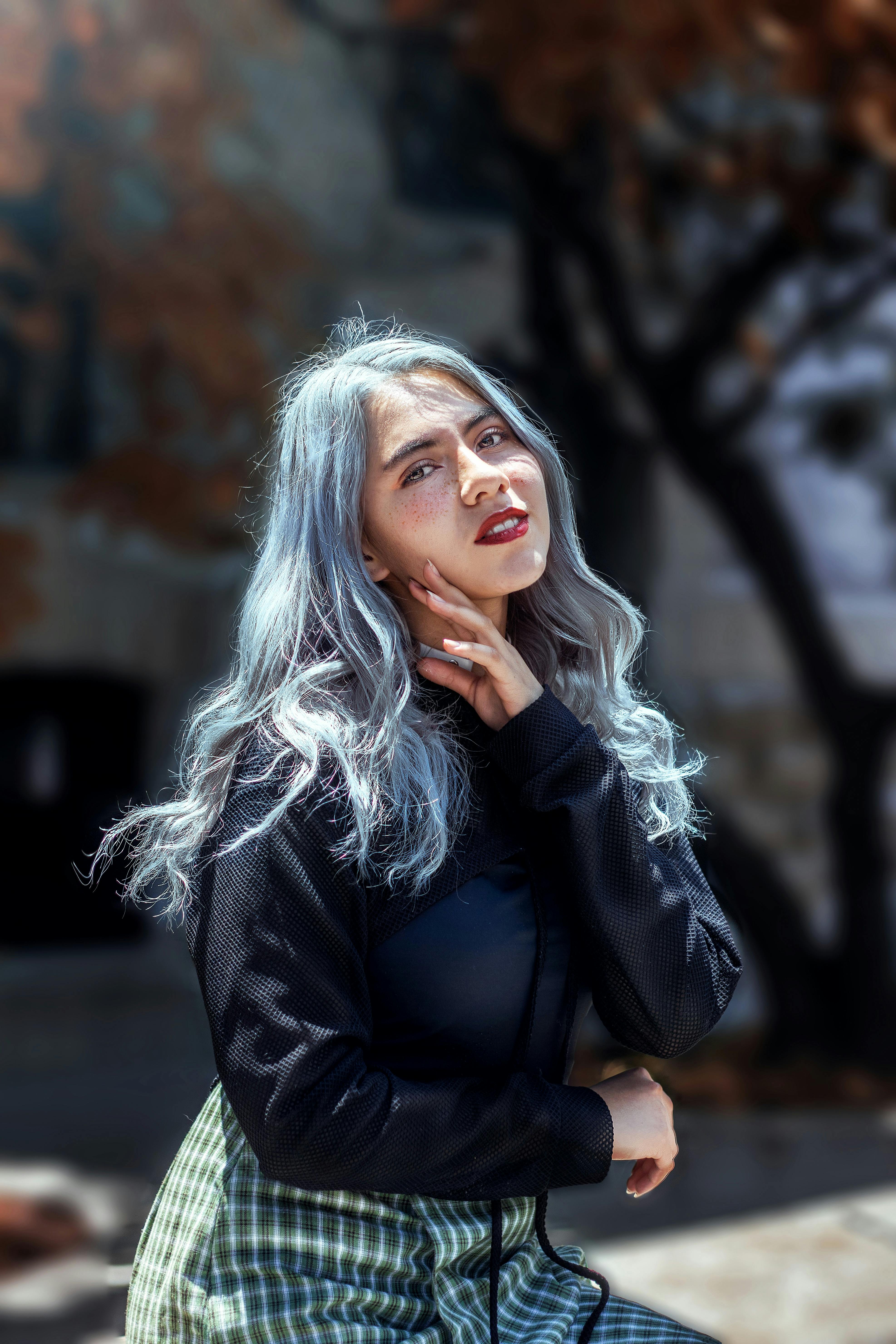 Pretty Blue Haired Woman · Free Stock Photo