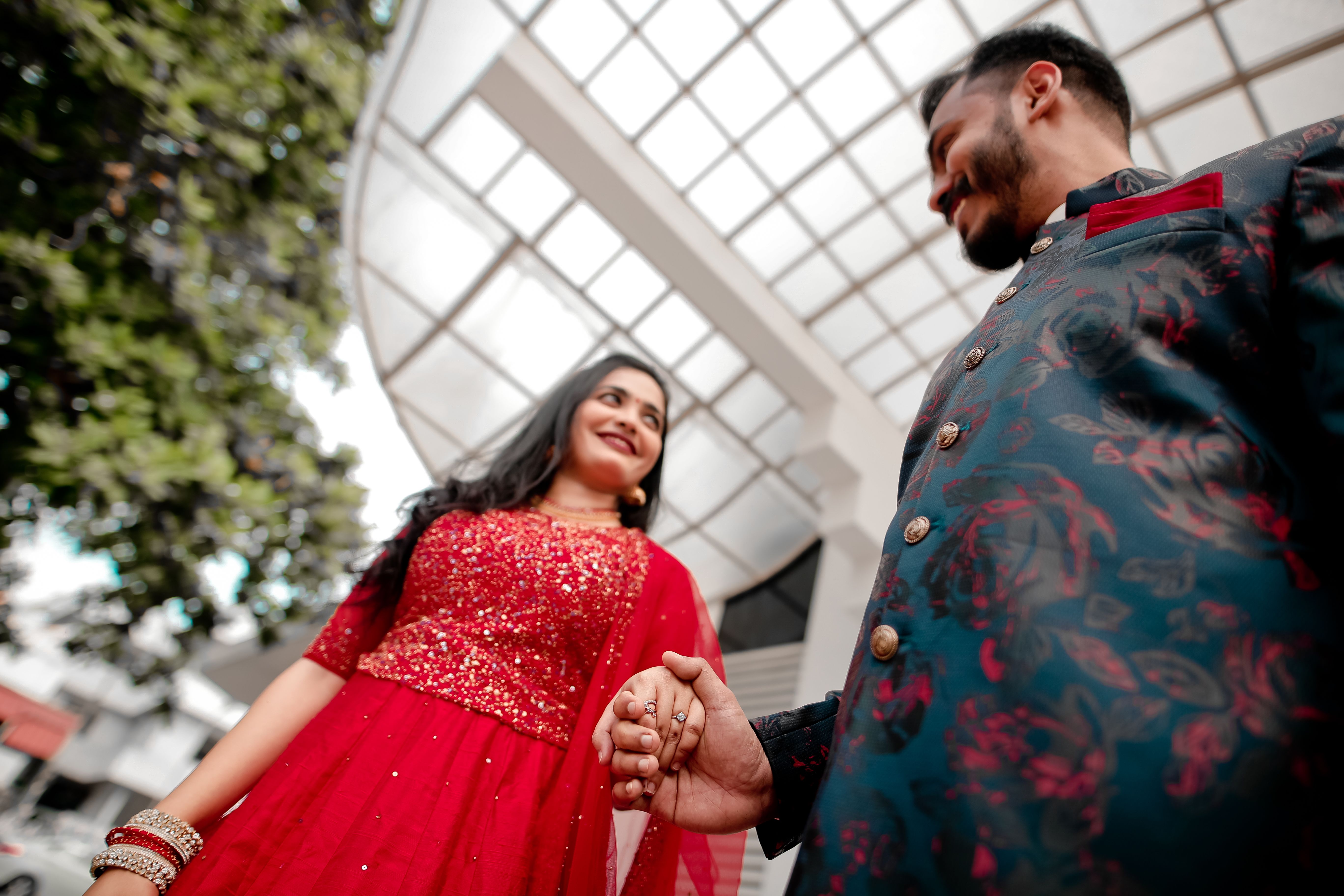 Groom and Bride in Red Dress · Free Stock Photo