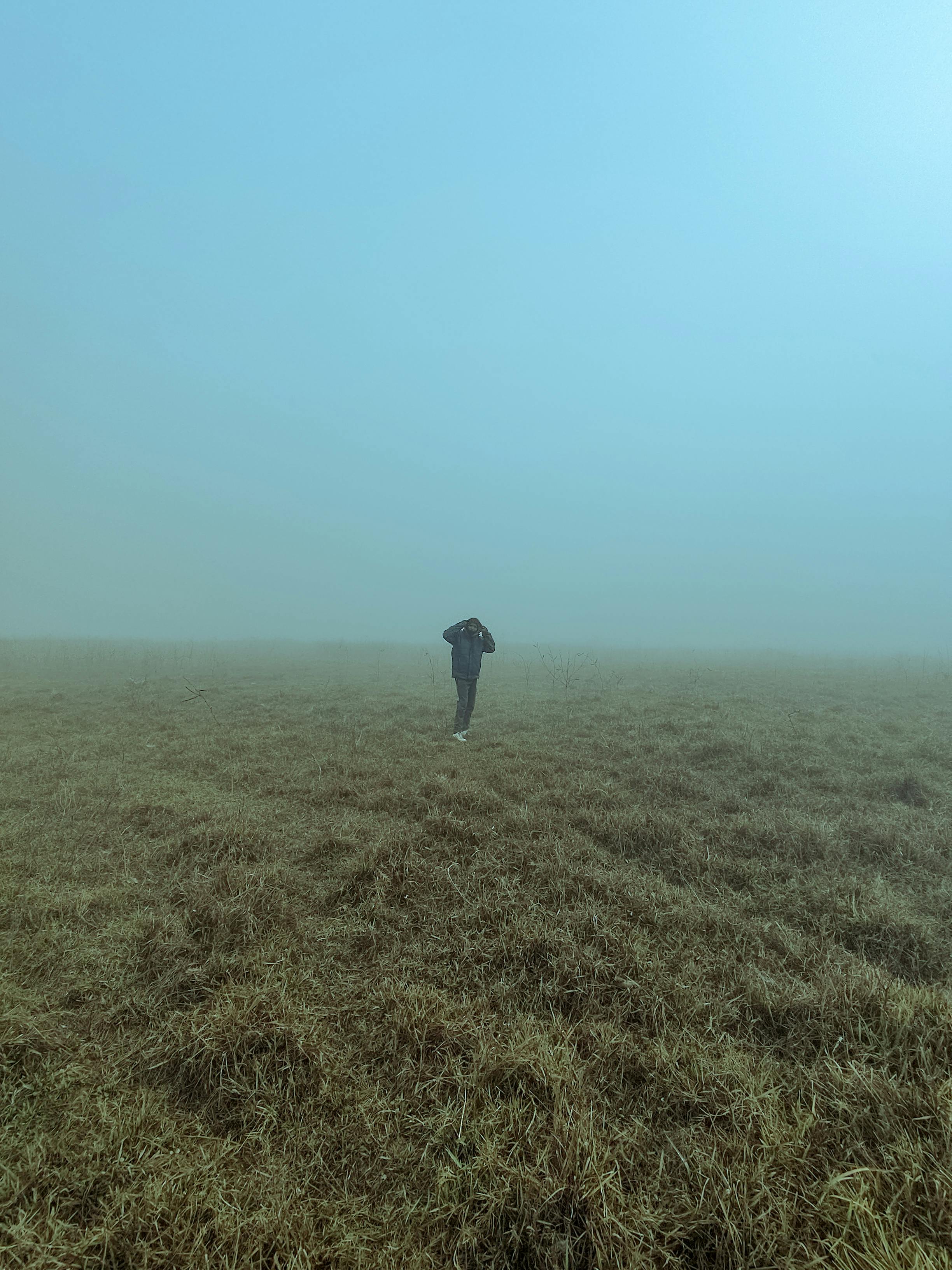 Fog over Person Standing on Grassland · Free Stock Photo
