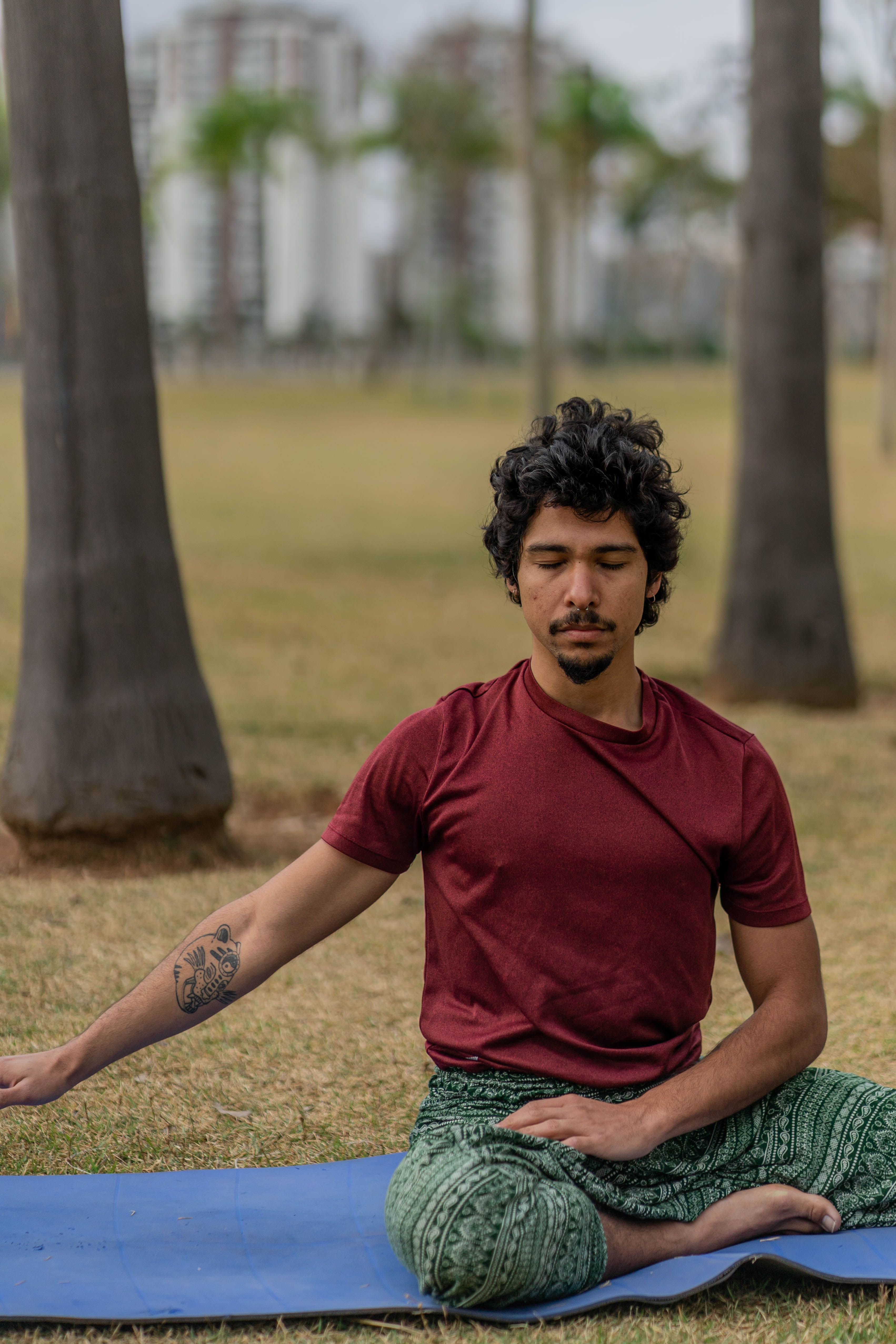 Back View of Man Sitting and Meditating in Forest · Free Stock Photo