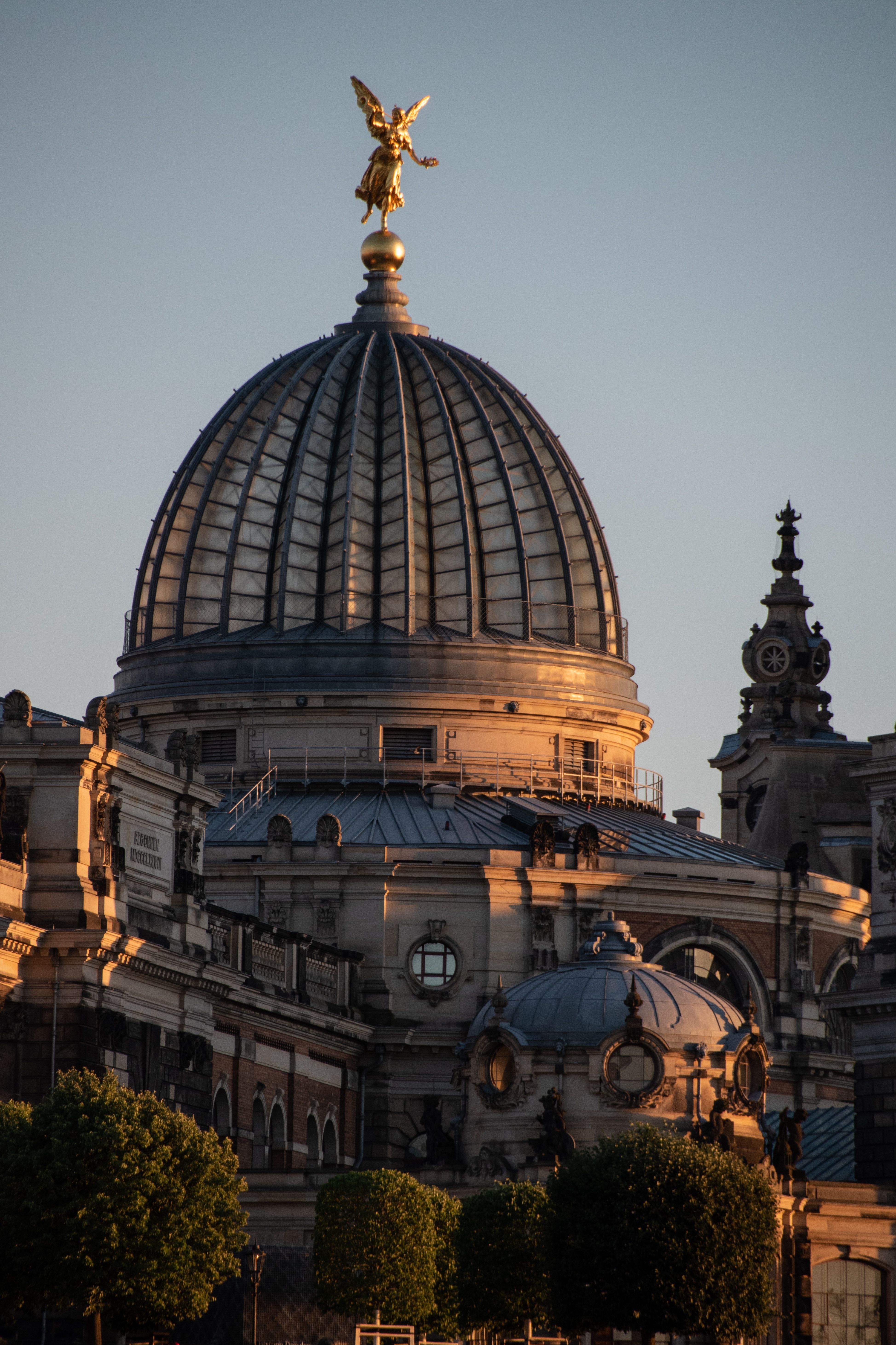 Golden Angel Statue on the Dome of the Albertinum Art Museum in Dresden ...