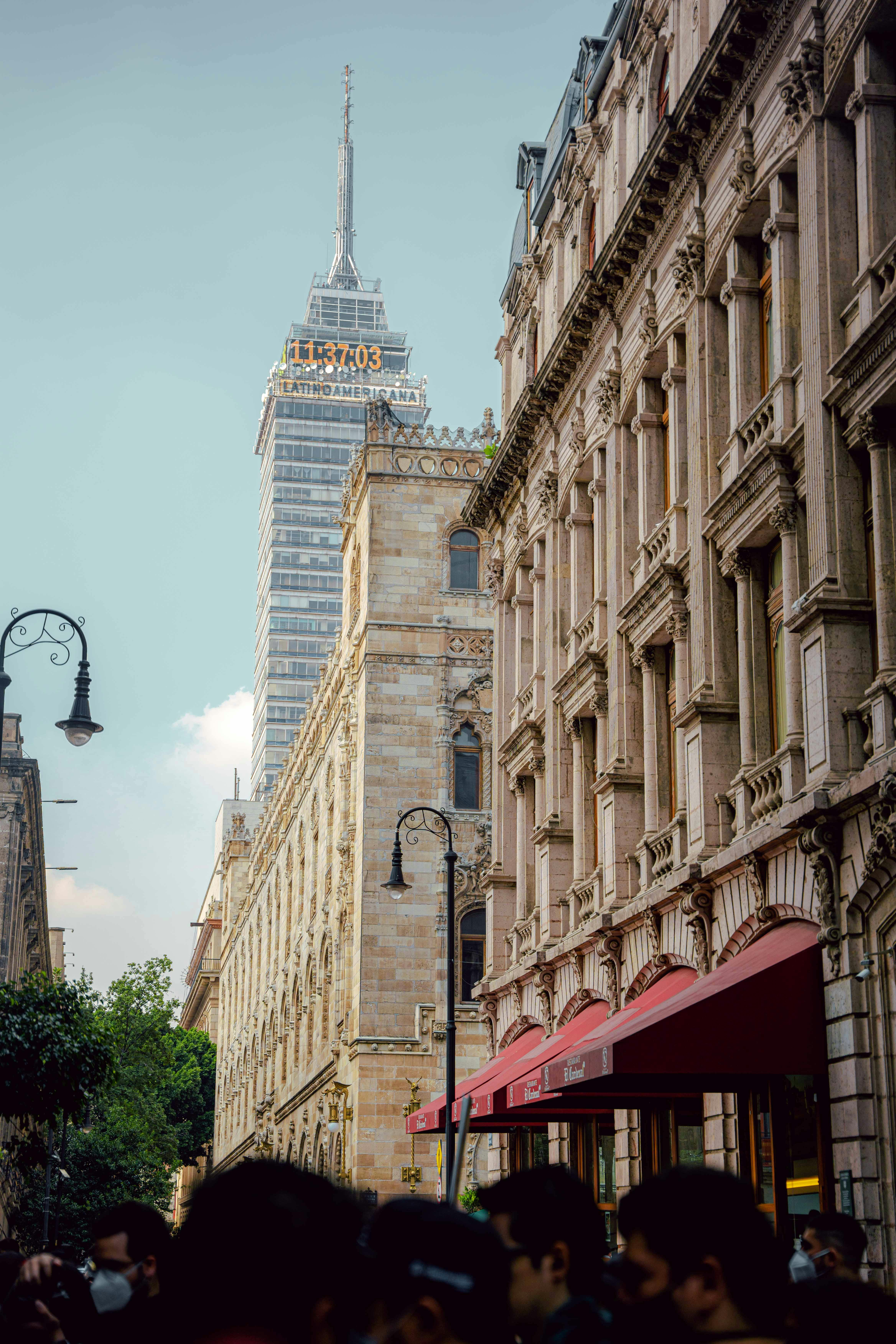 Traditional Building Facade and Torre Latinoamericana in Downtown ...