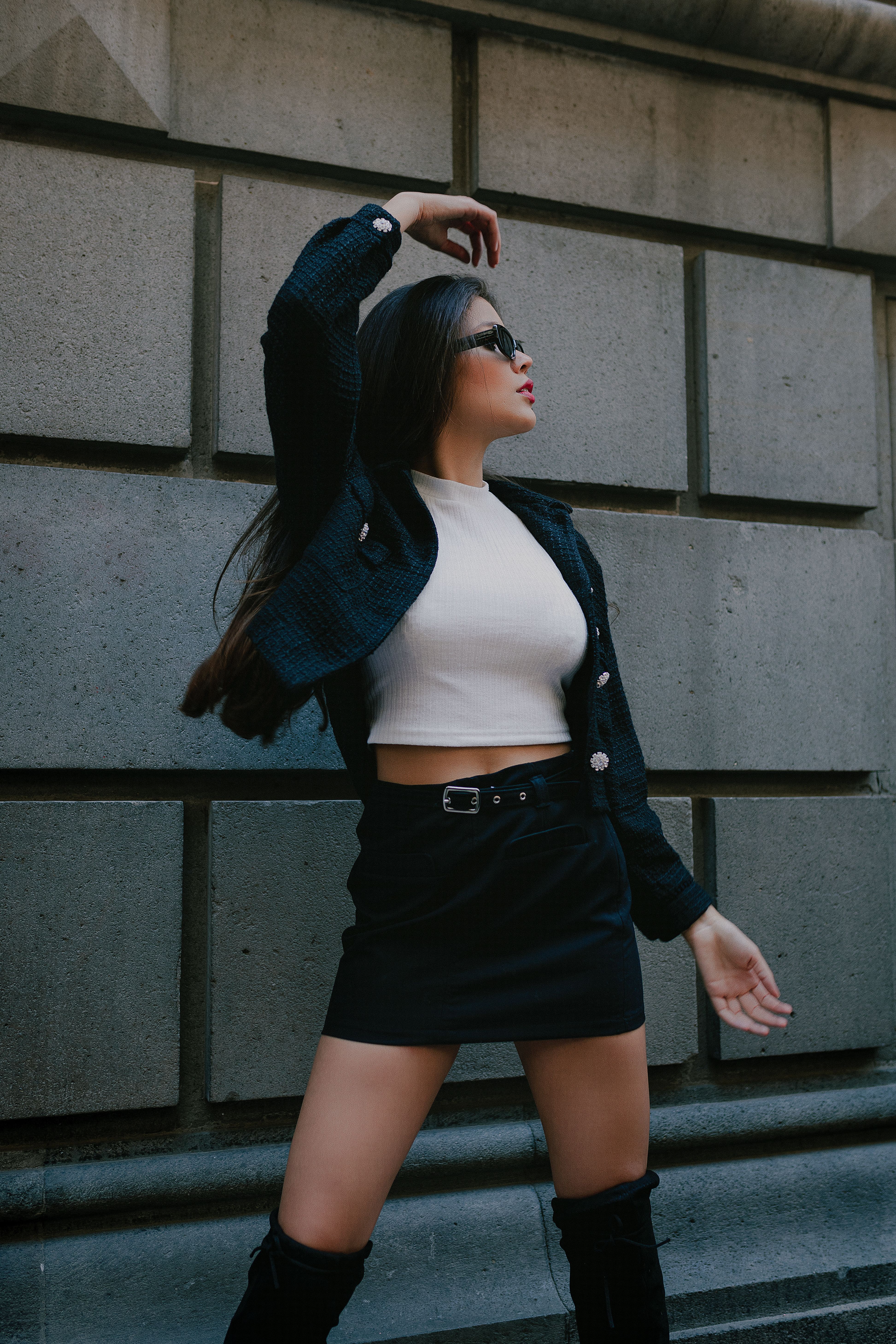 Woman Wearing a Jacket Over her Crop Shirt · Free Stock Photo