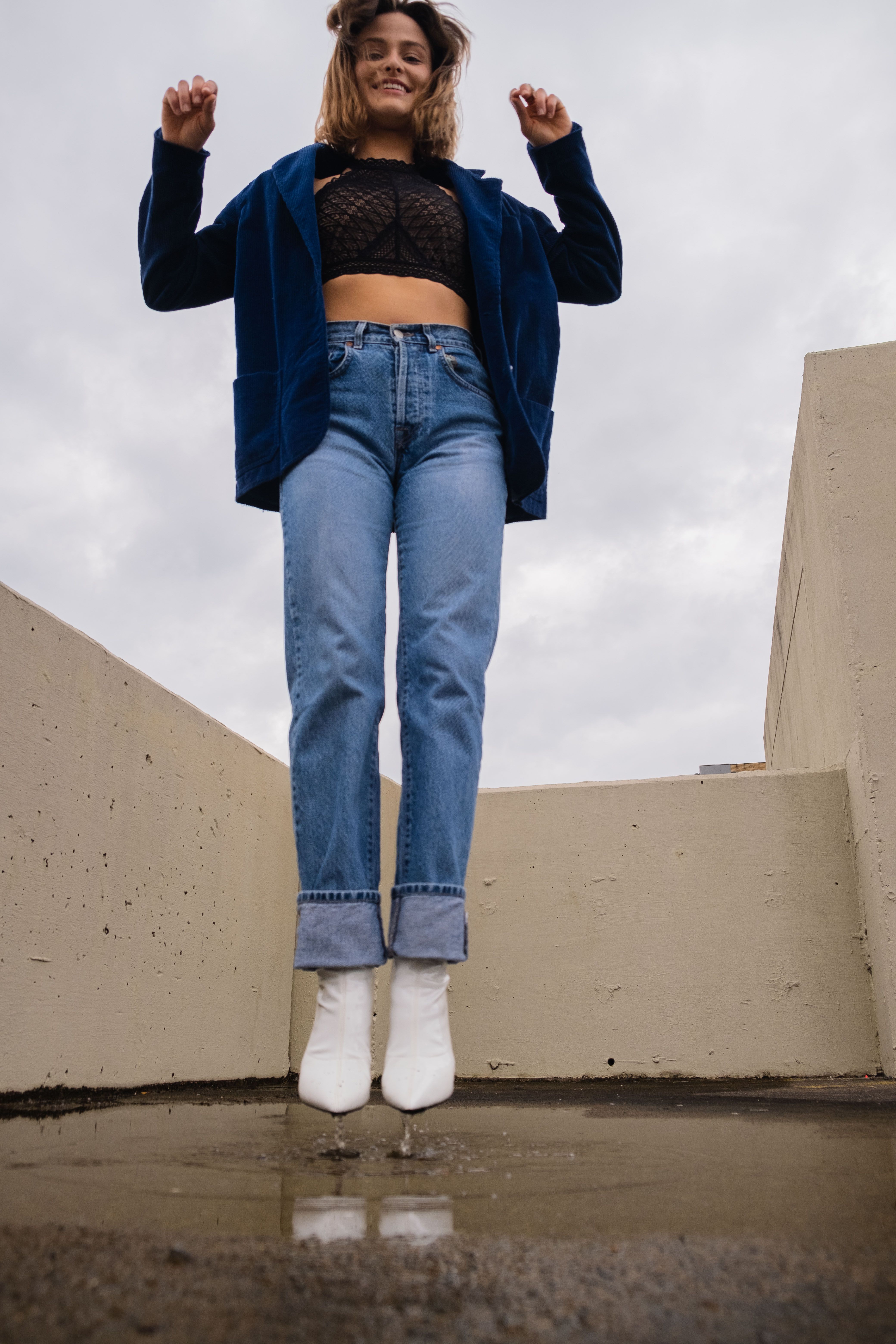 Person in Blue Denim Jeans and White Boots · Free Stock Photo