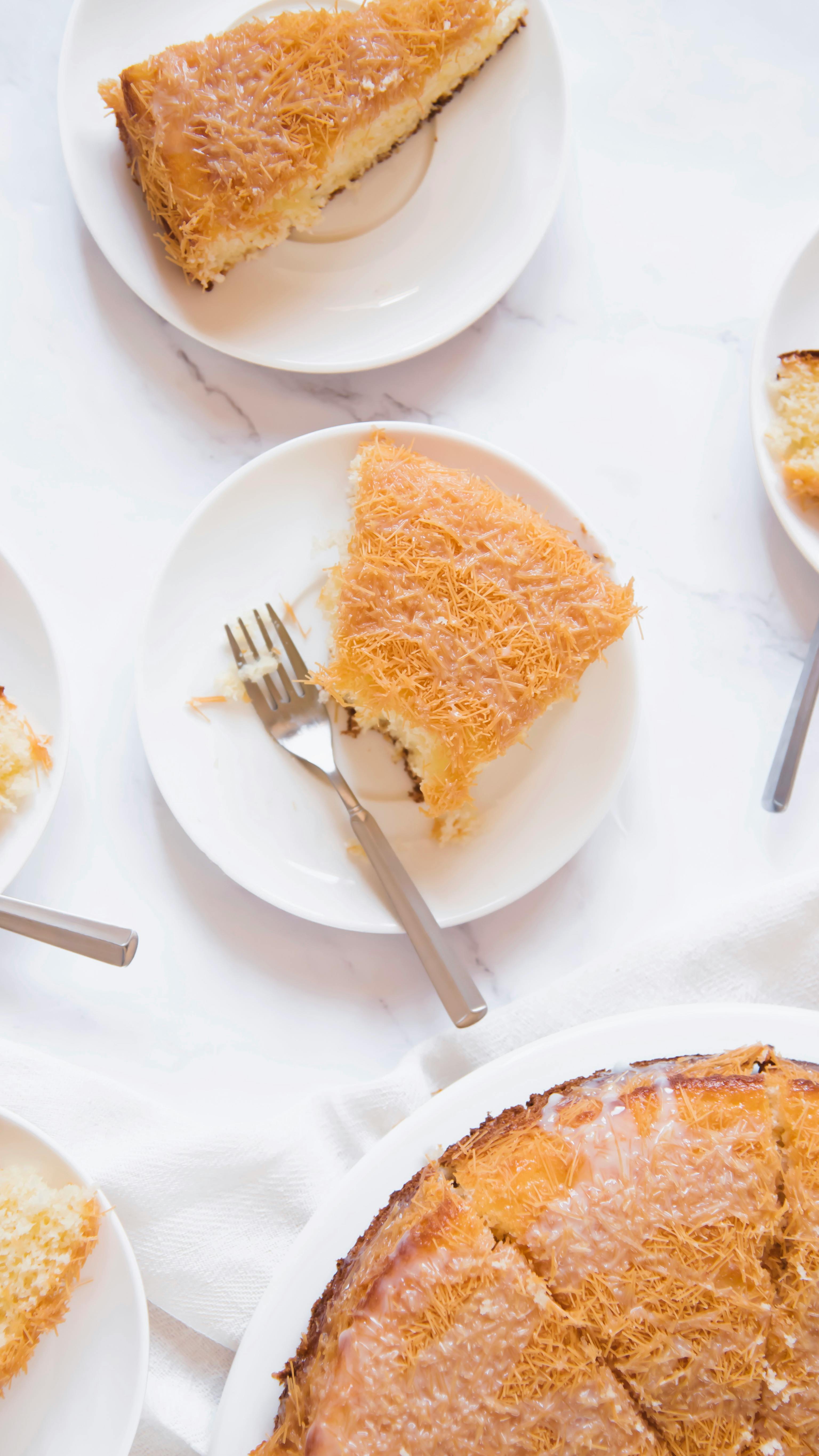 Slice of Kunafa Cakes on Plates · Free Stock Photo