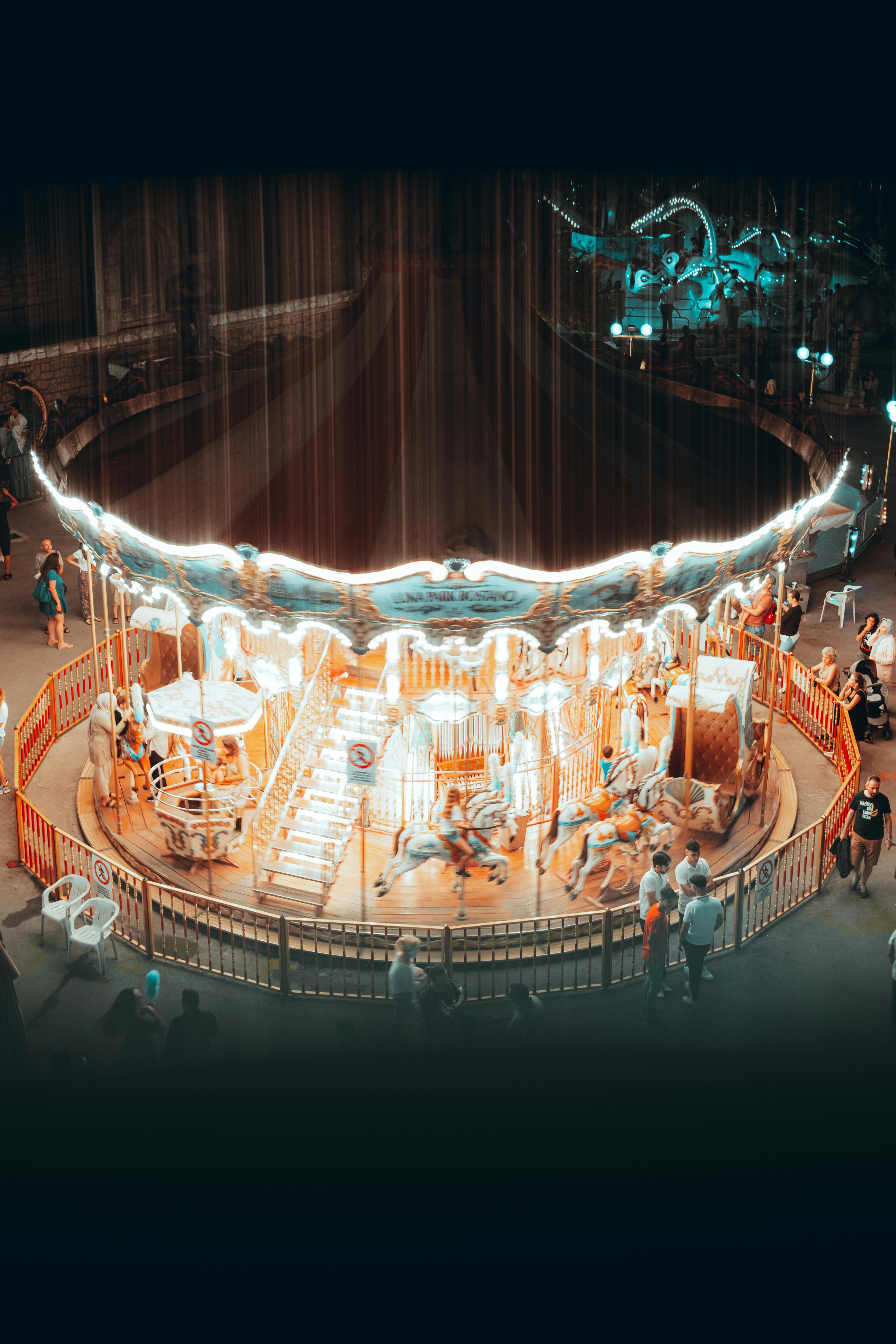 Aerial View of an Illuminated Carousel · Free Stock Photo