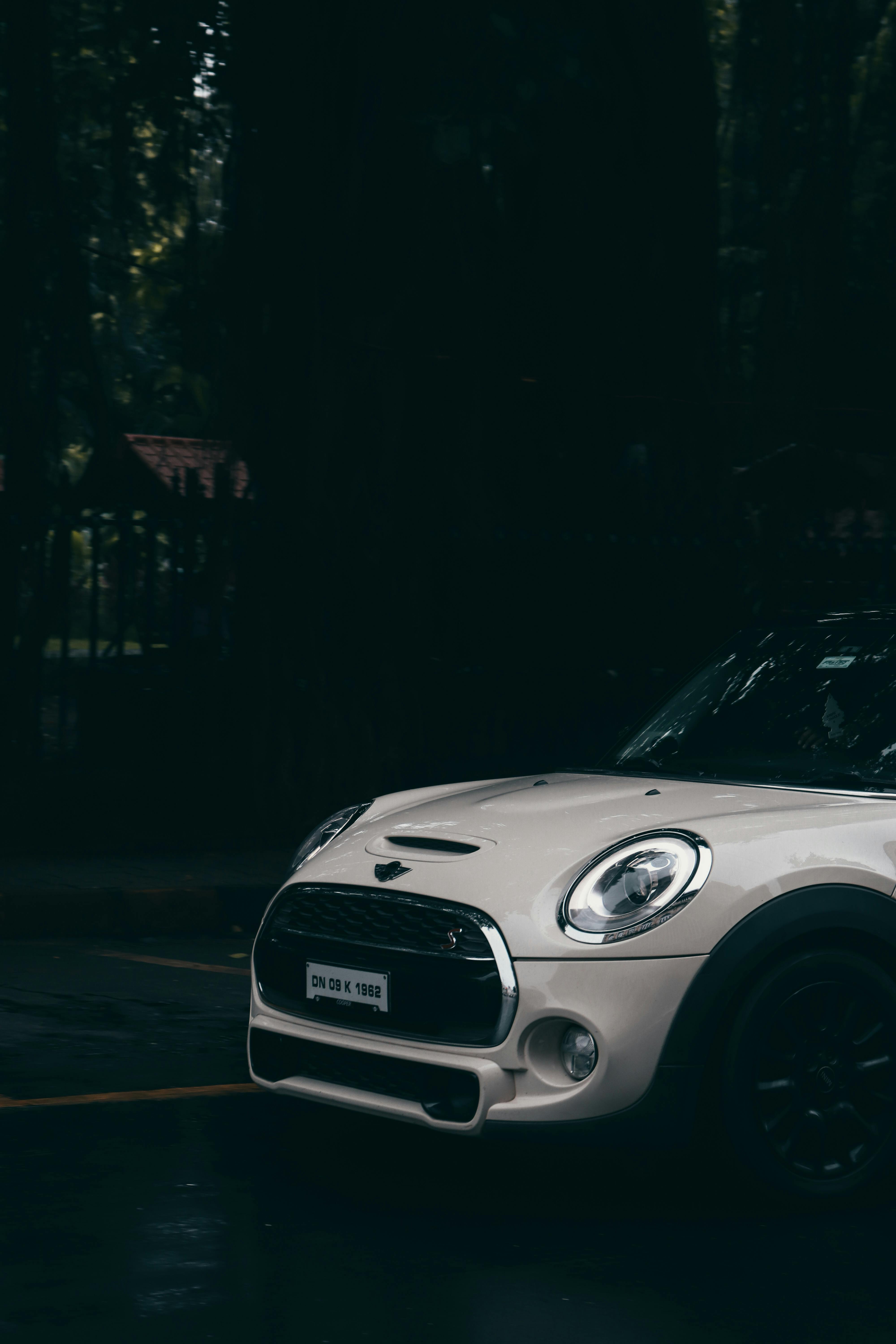 White Mini Cooper Parked on Street Side · Free Stock Photo