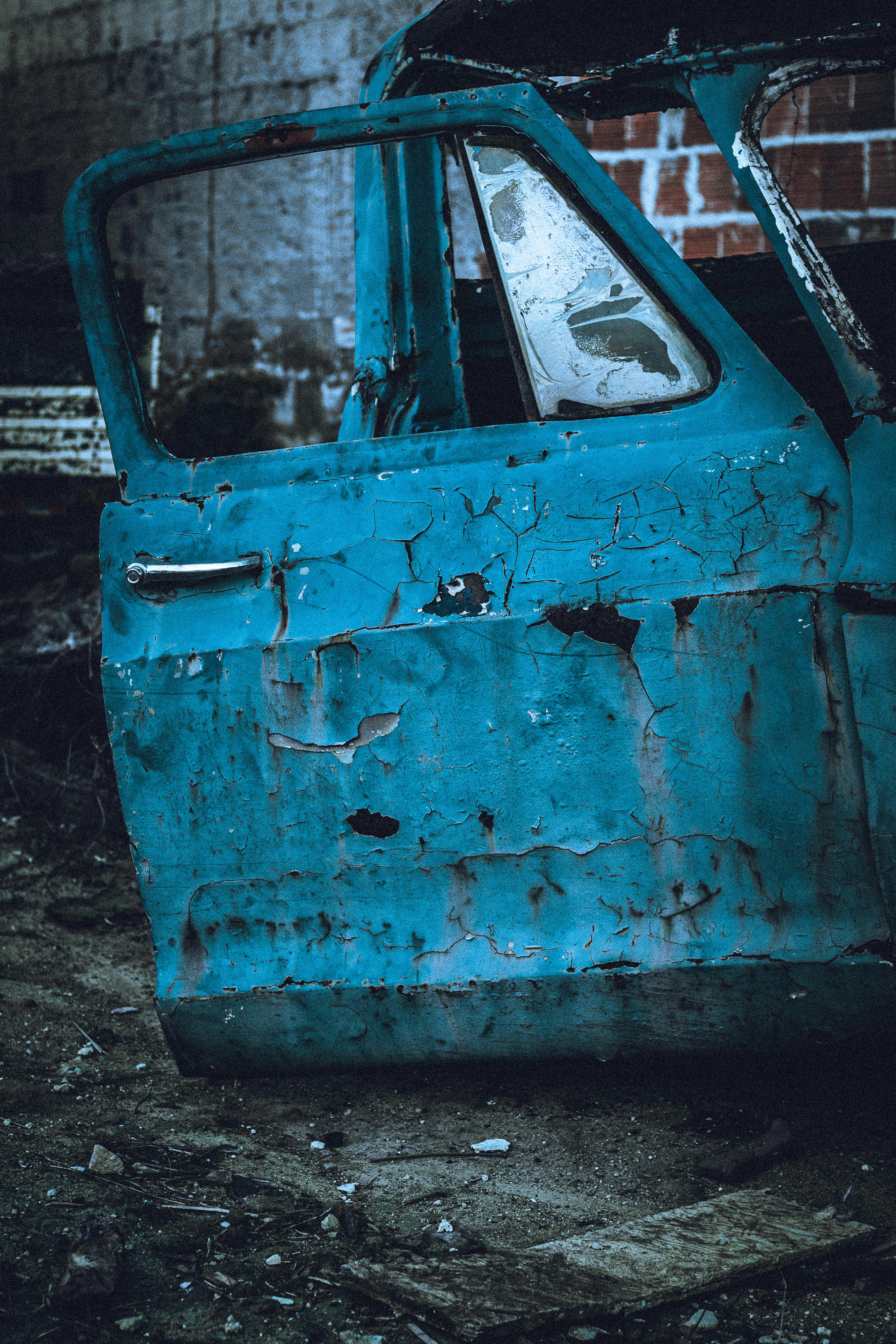 A Blue Rusted Car Door · Free Stock Photo