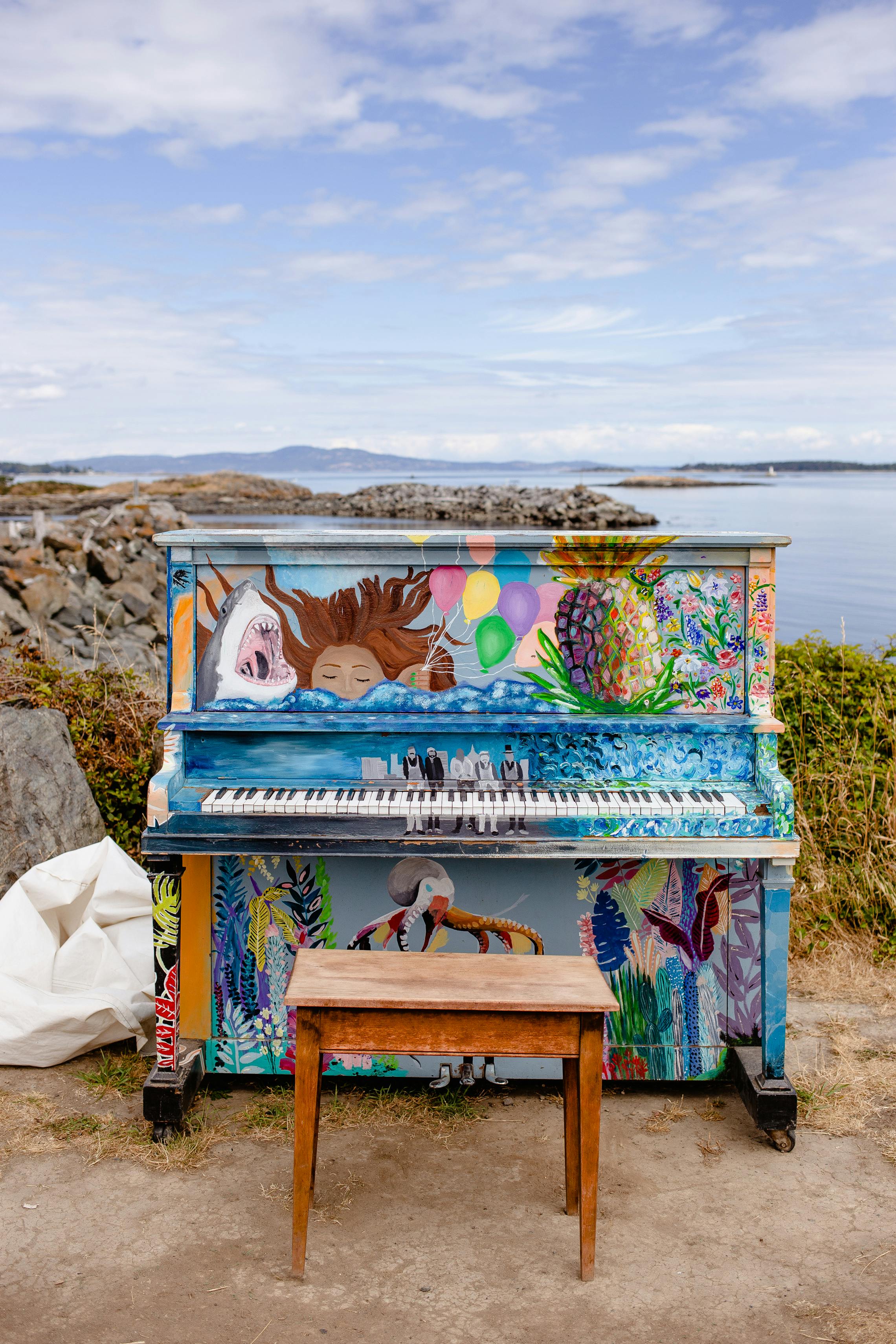 Colorful Piano on Sea Shore · Free Stock Photo