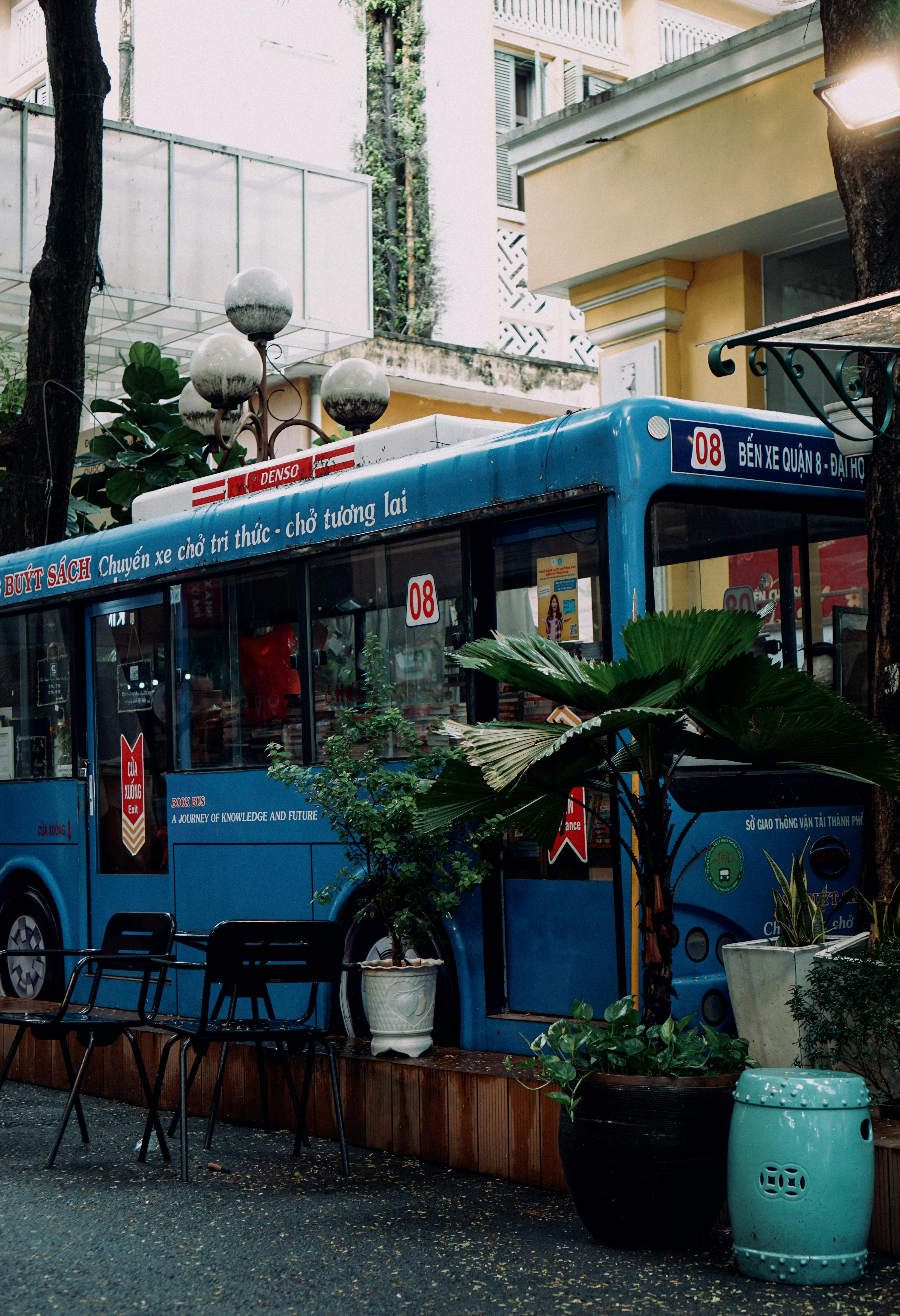 Blue Bus in City · Free Stock Photo